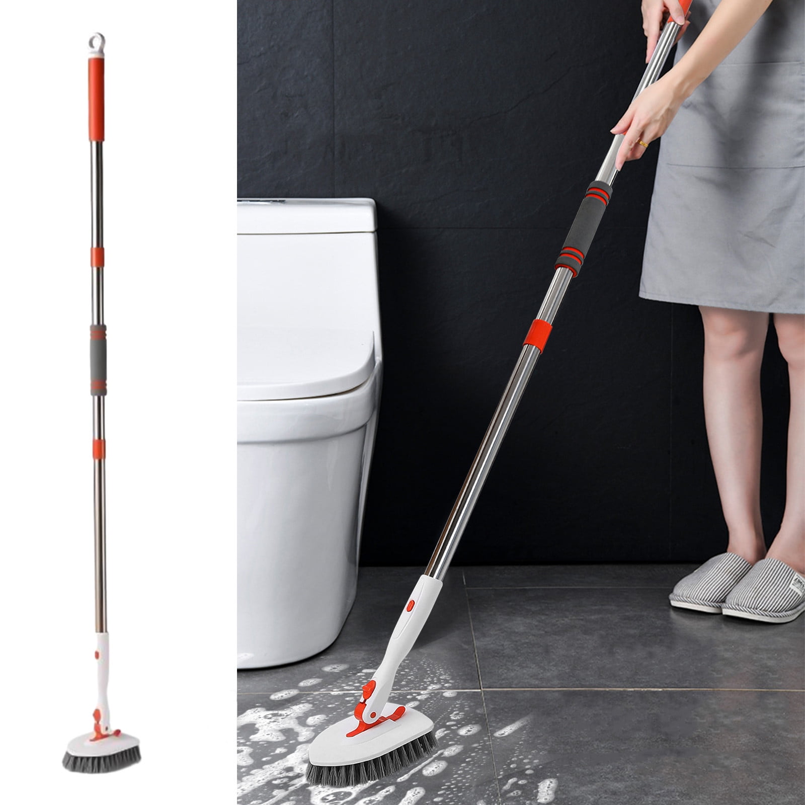 Long Handle Tub Tile Cleaner Brush | Shower & Bathtub Scrubber Tool for ...