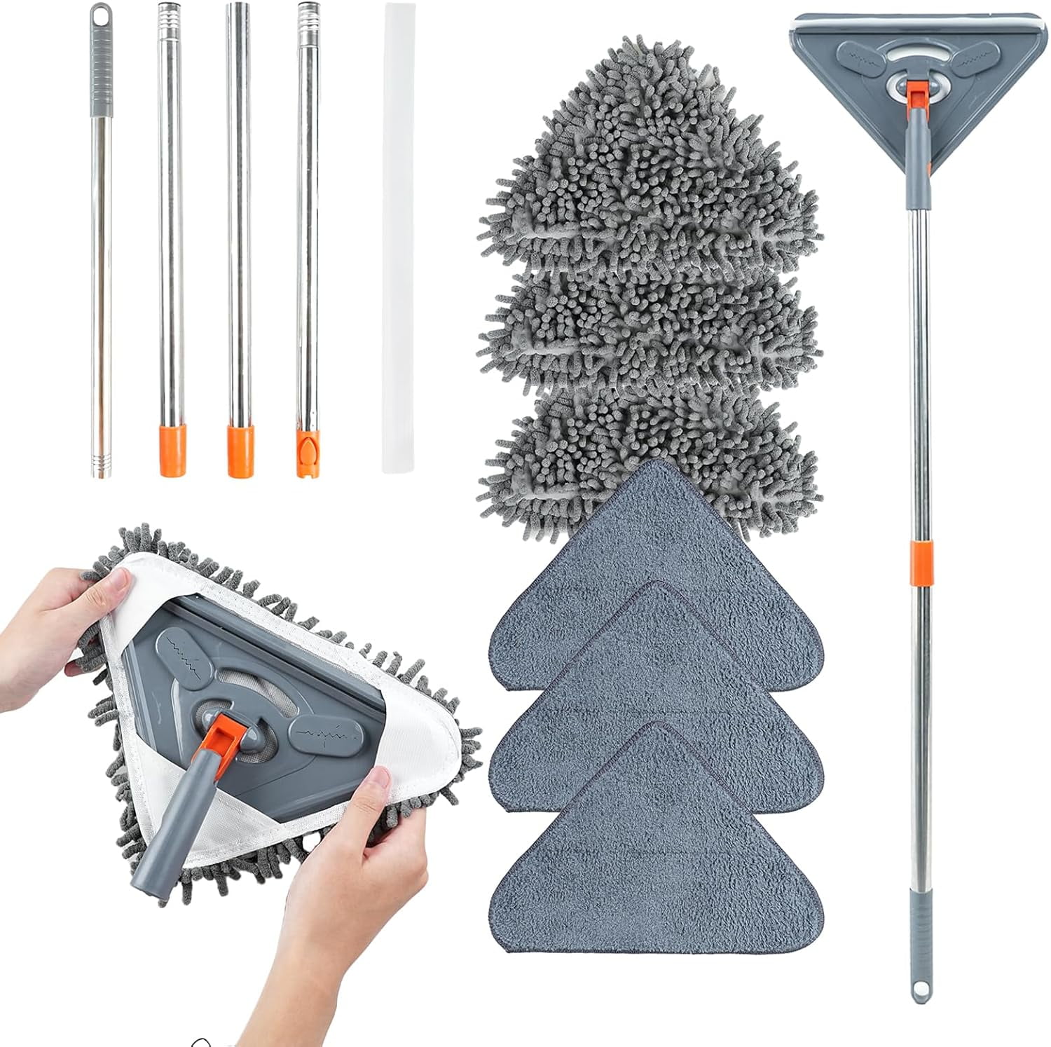 Long Handle Wall Mop & Baseboard Cleaner - Multi-Surface Dusting Tool ...
