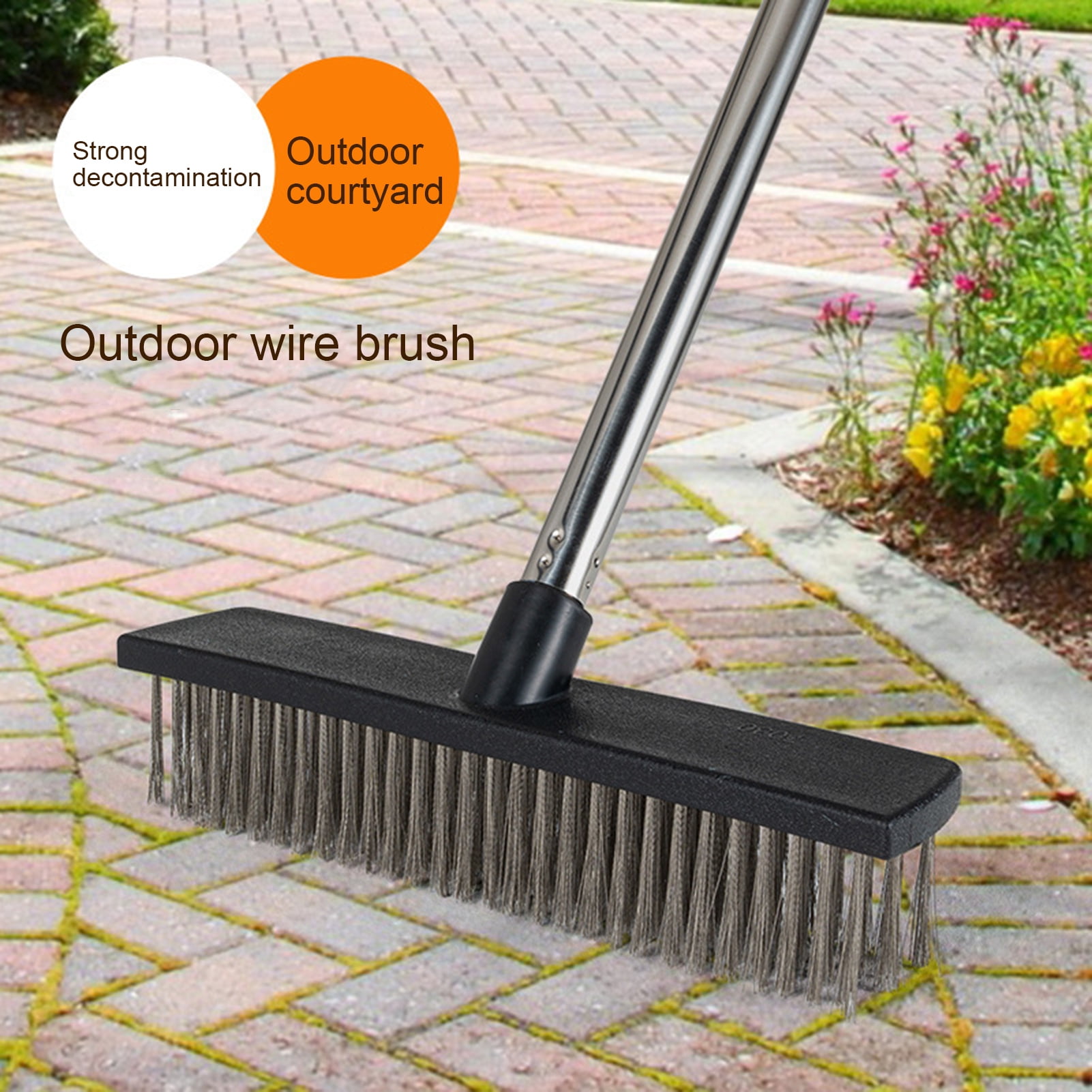 Long Handle Wire Brush with 50 Degree Ergonomic Angle Telescopic ...
