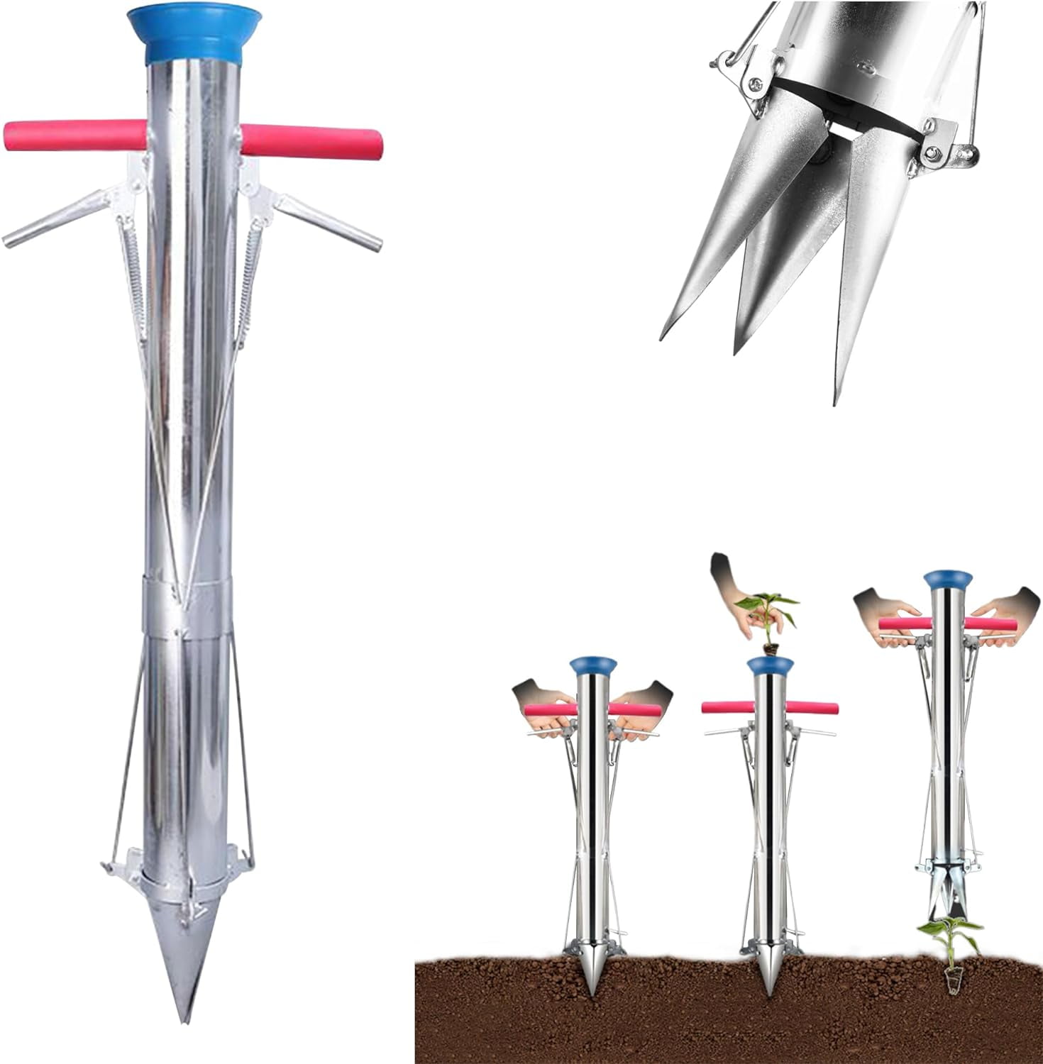 Long Handled Bulb Planter Tool: Stainless Steel Seed Planter Tool Long ...