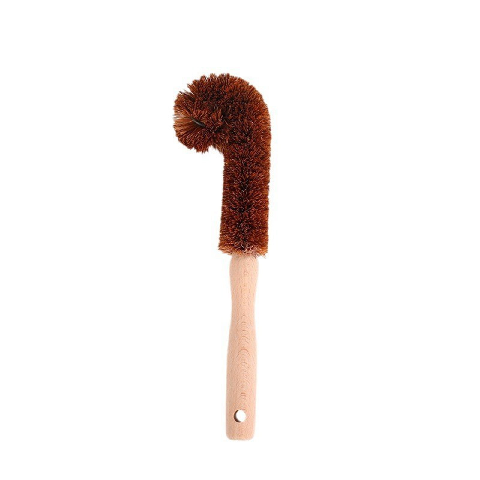Long Handled Glass Cleaning Brush - Coconut Fiber Bristles, Ergonomic ...