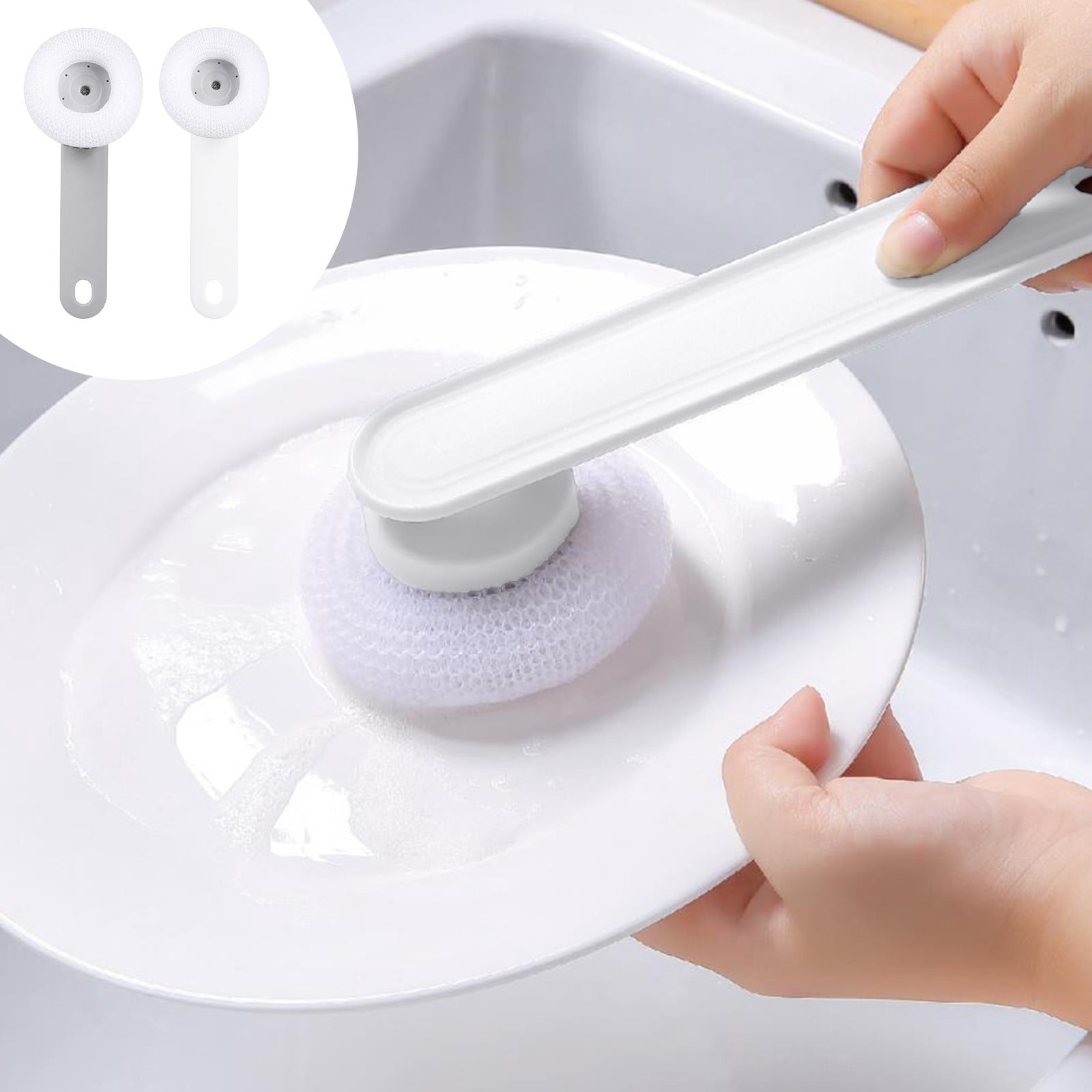 Long Handled Pot Brush, Non Greasy Steel Ball, Ergonomic Design ...