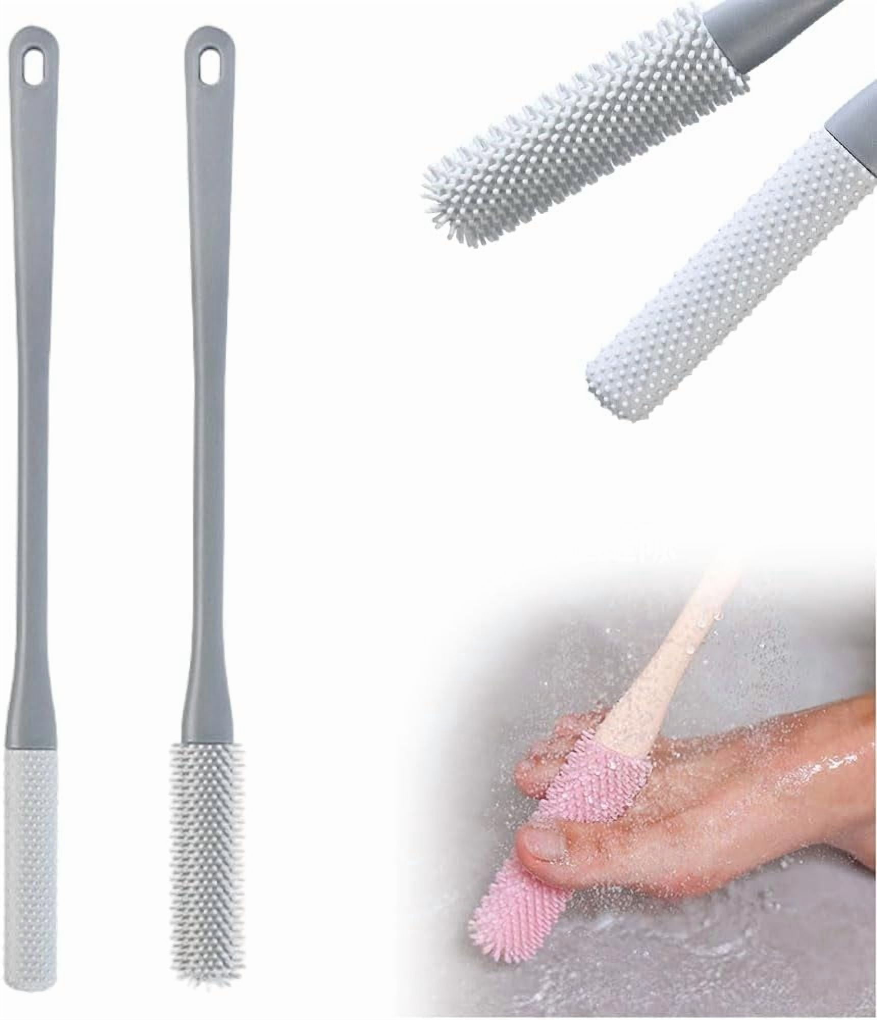 Long Handled Silicone Toe Crevice Cleaning Brush & Exfoliating Brush ...