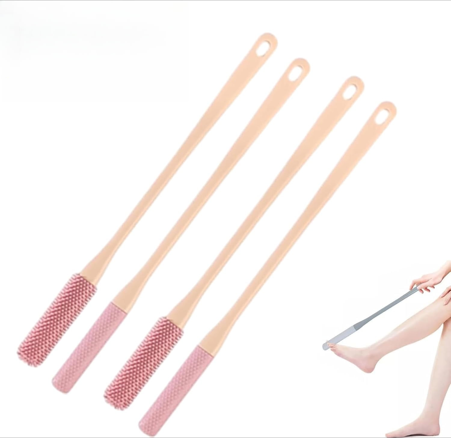 Long Handled Silicone Toe Crevice Cleaning Brush & Exfoliating Brush ...
