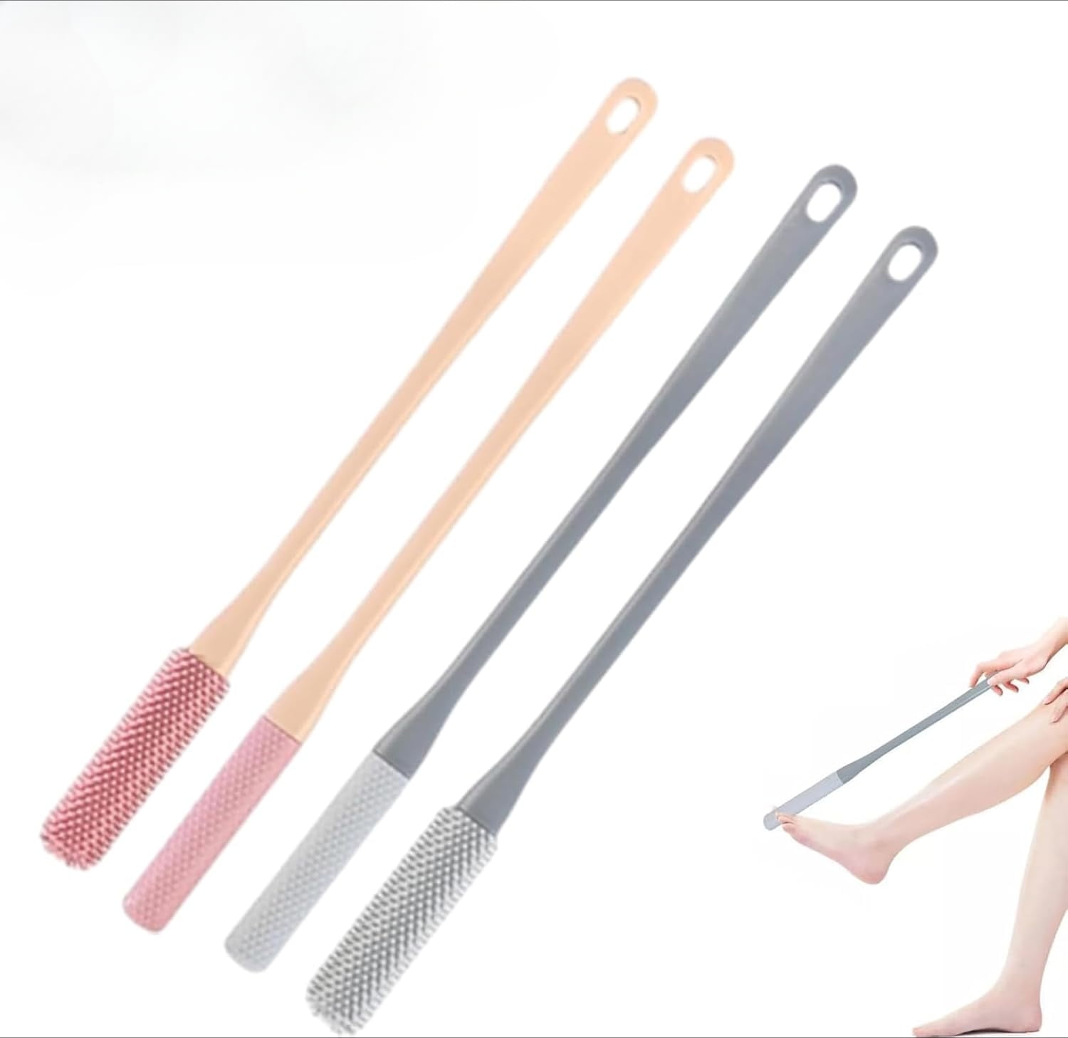 Long Handled Silicone Toe Crevice Cleaning Brush & Exfoliating Brush ...