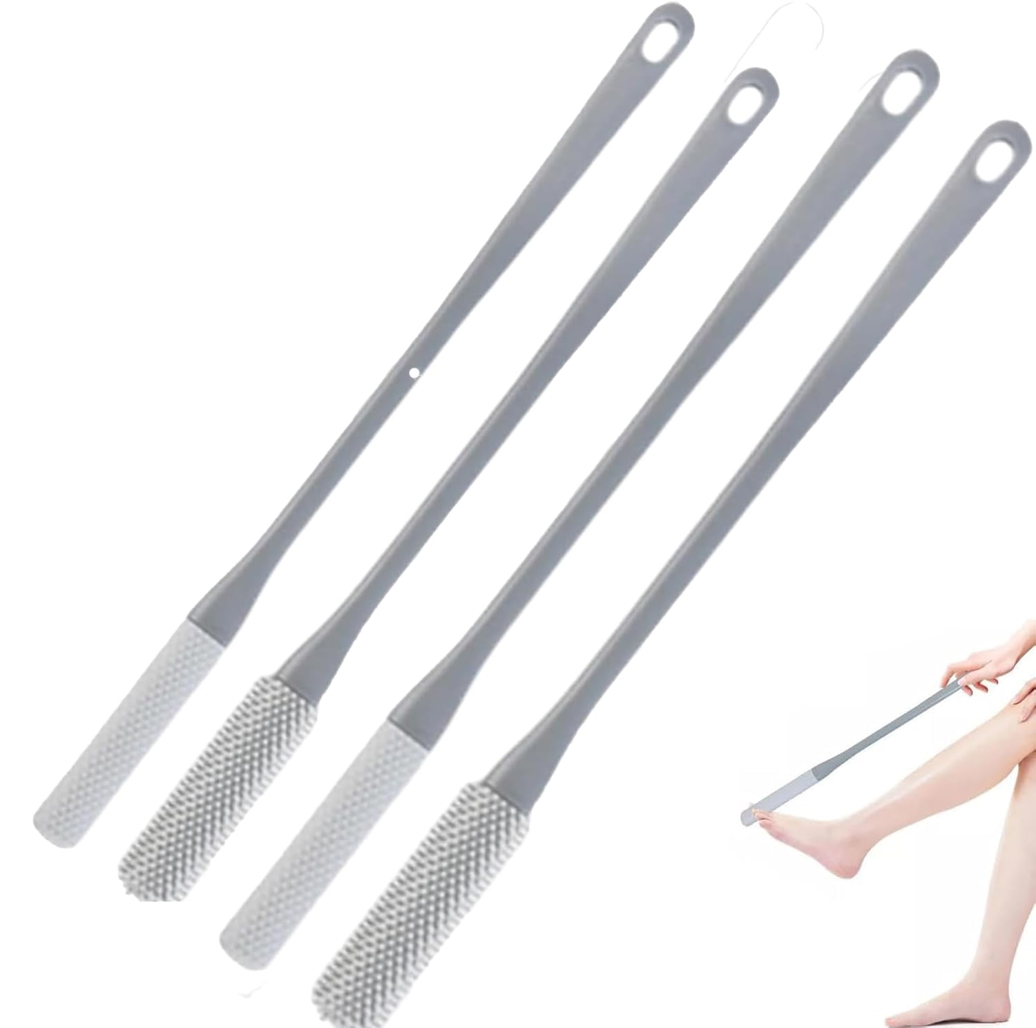 Long Handled Silicone Toe Crevice Cleaning Brush & Exfoliating Brush ...
