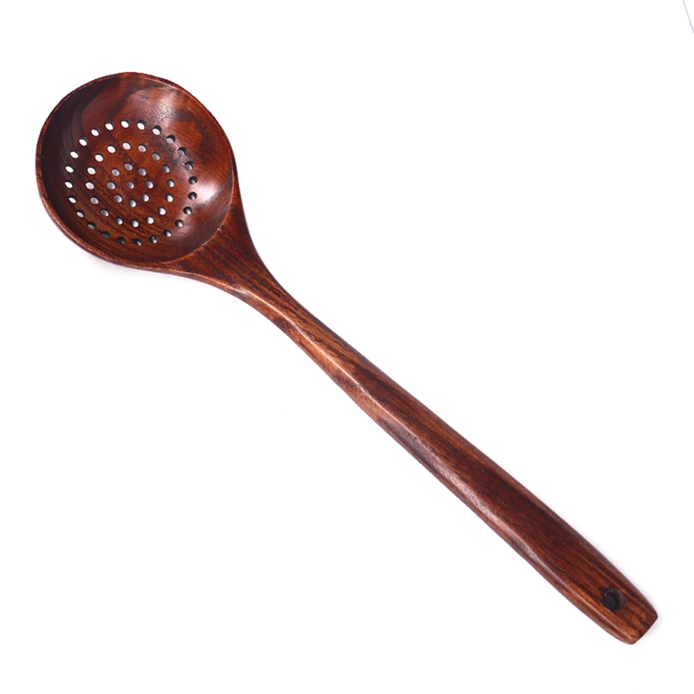 Long-Handled Wood Skimmer Slotted Spoon Dipping Scoop Cooking Utensil ...
