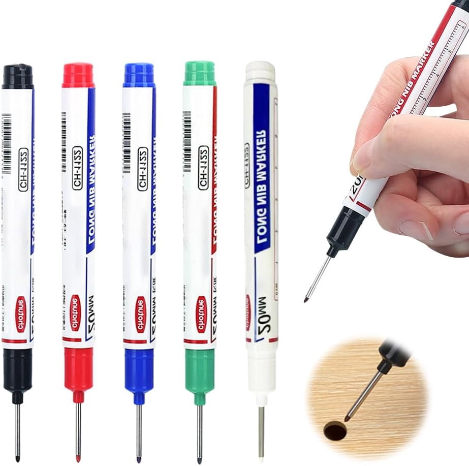 Long Head Deep Hole Marker, Upgrade Waterproof Colorful Carpenter Pen ...