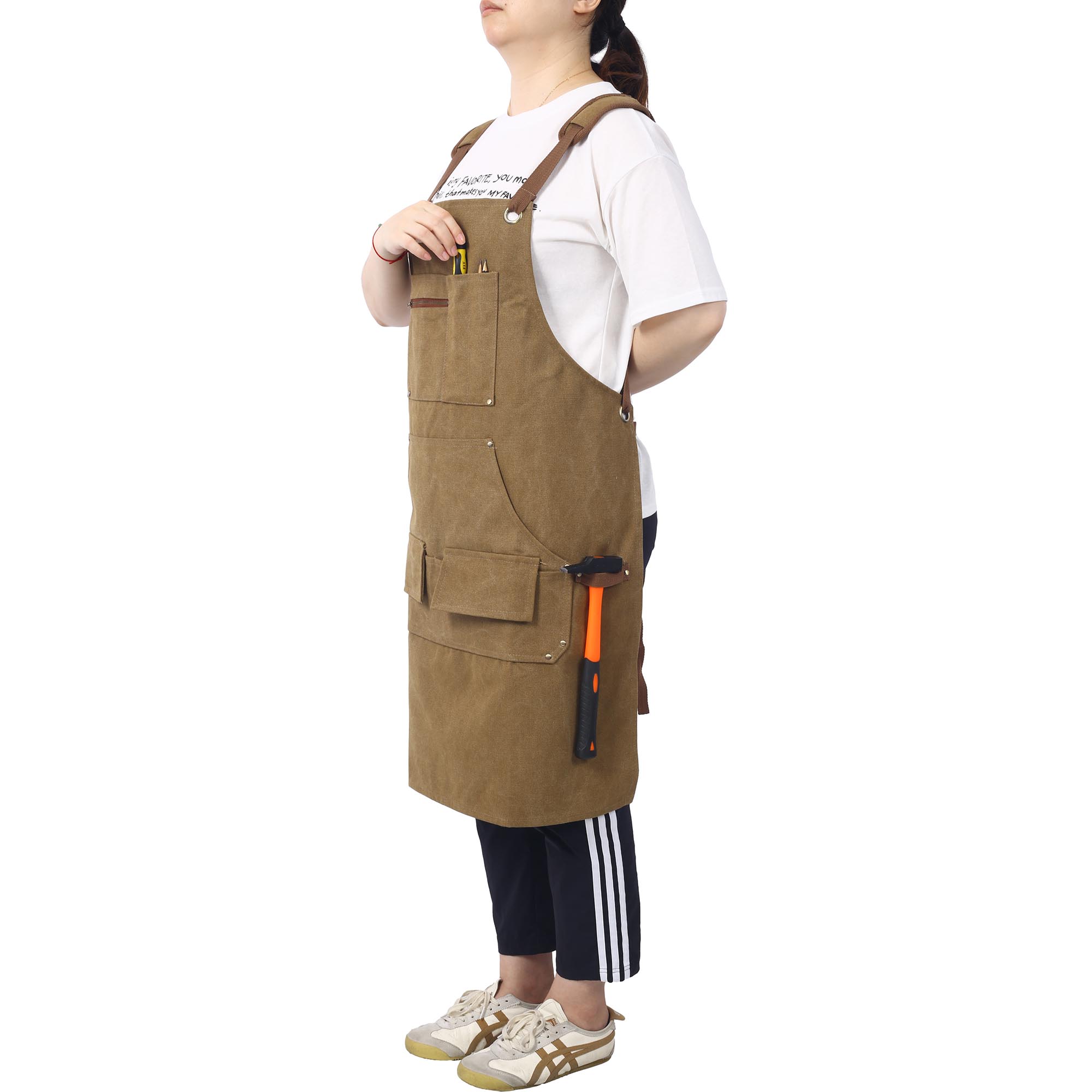 Long Heavy Duty Canvas Tool Apron, Carpenter Aprons, Woodworking Aprons ...