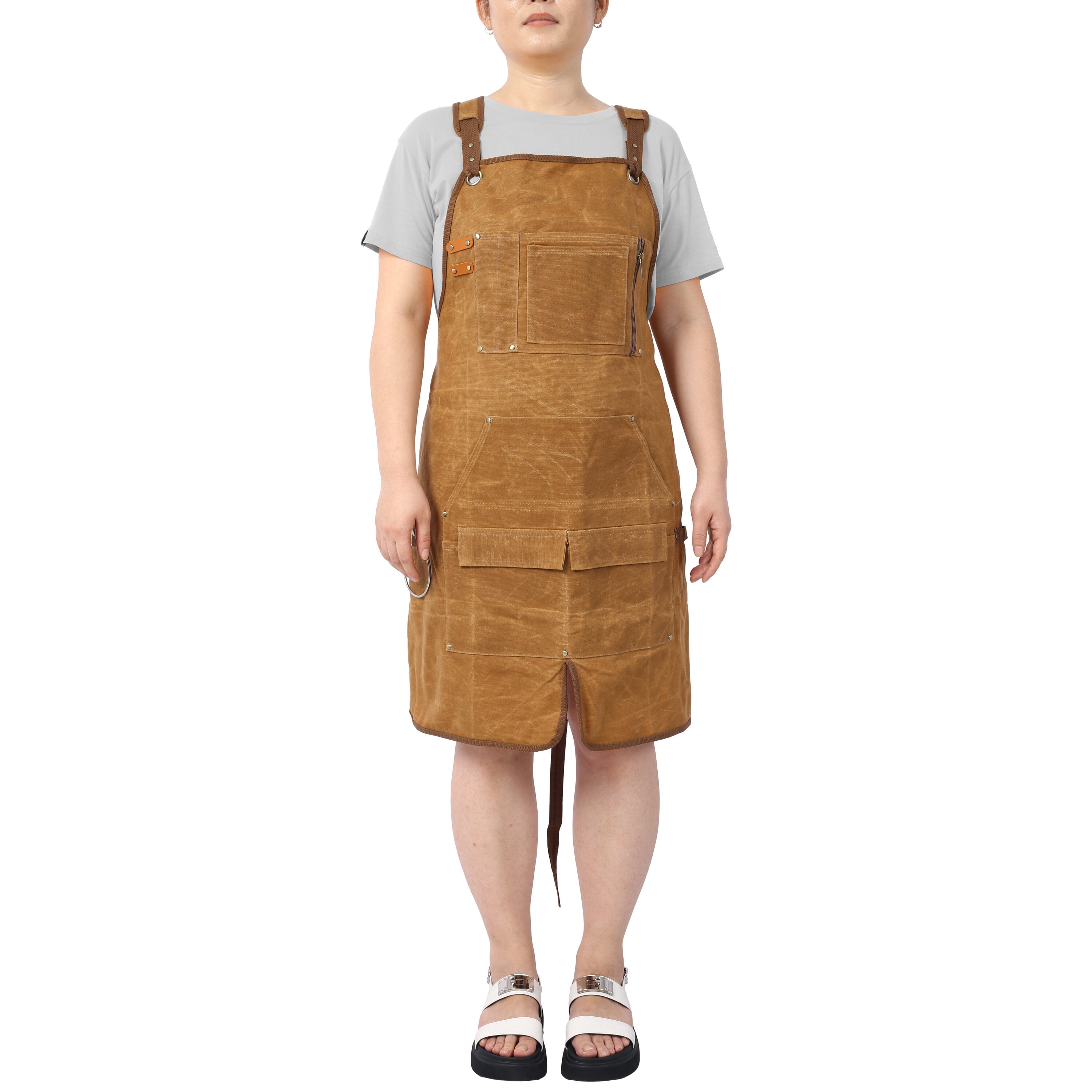 Long Heavy Duty Waxed Canvas Tool Apron, Carpenter Aprons, Woodworking ...