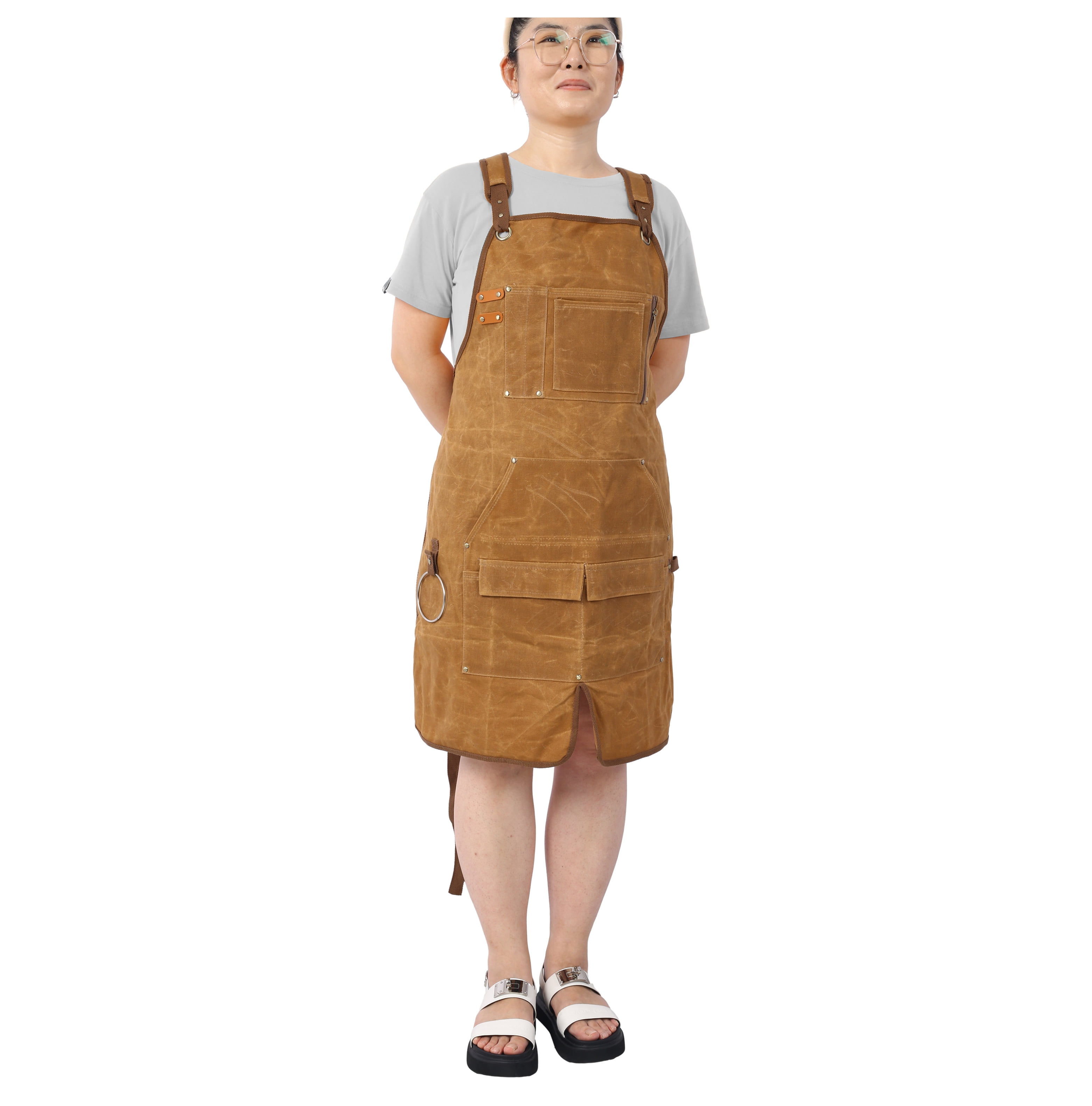 Long Heavy Duty Waxed Canvas Tool Apron, Carpenter Aprons, Woodworking ...