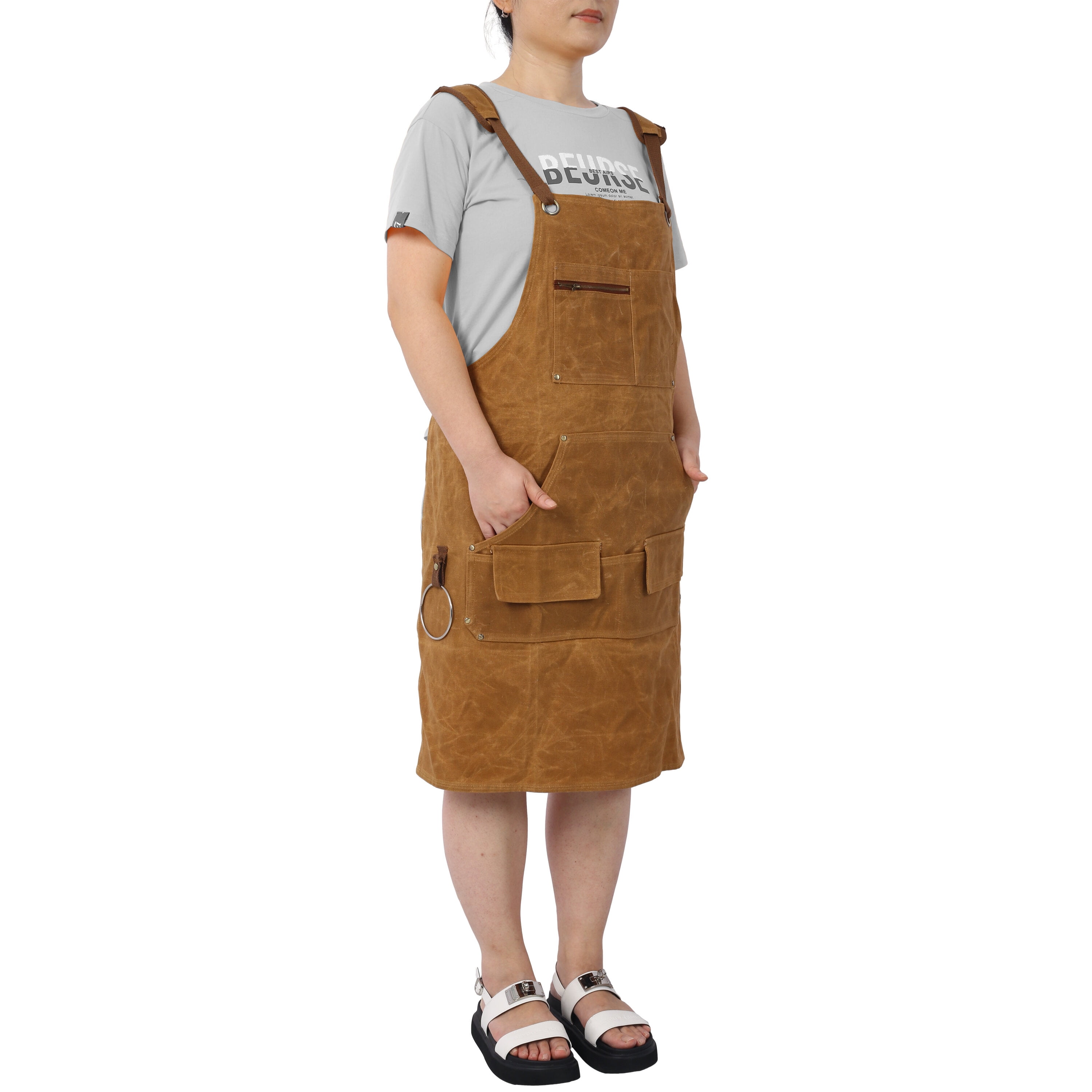 Long Heavy Duty Waxed Canvas Tool Apron, Carpenter Aprons, Woodworking ...