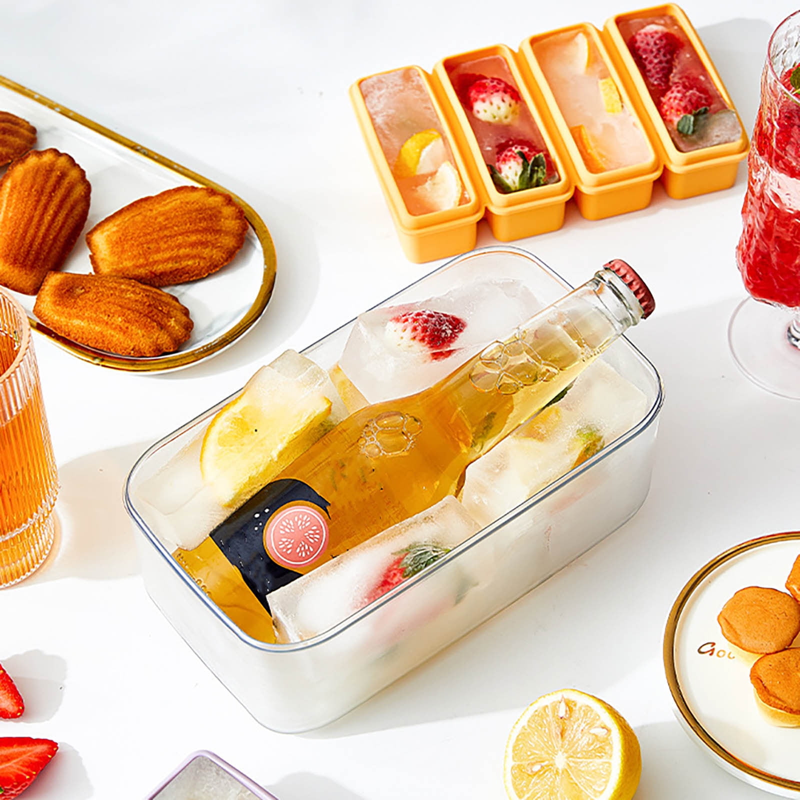 Long Ice Mold With Lid | Large Capacity Ice Storage Tray | Food-Grade ...