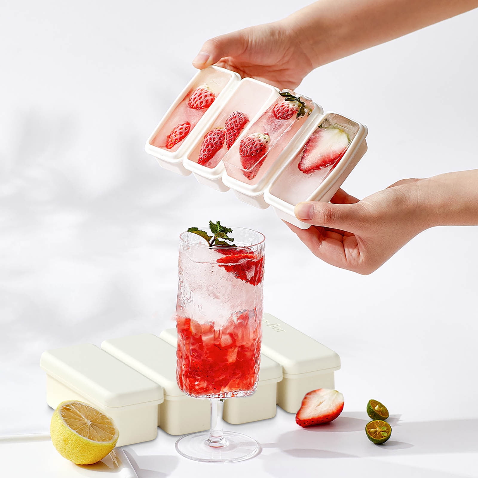 Long Ice Mould with Lid for Household Use, Ice Tray for Freezing Large ...