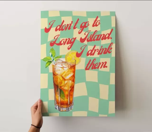 Long Island Ice Tea Cocktail Art Funny Poster For Kitchen Wall Art ...