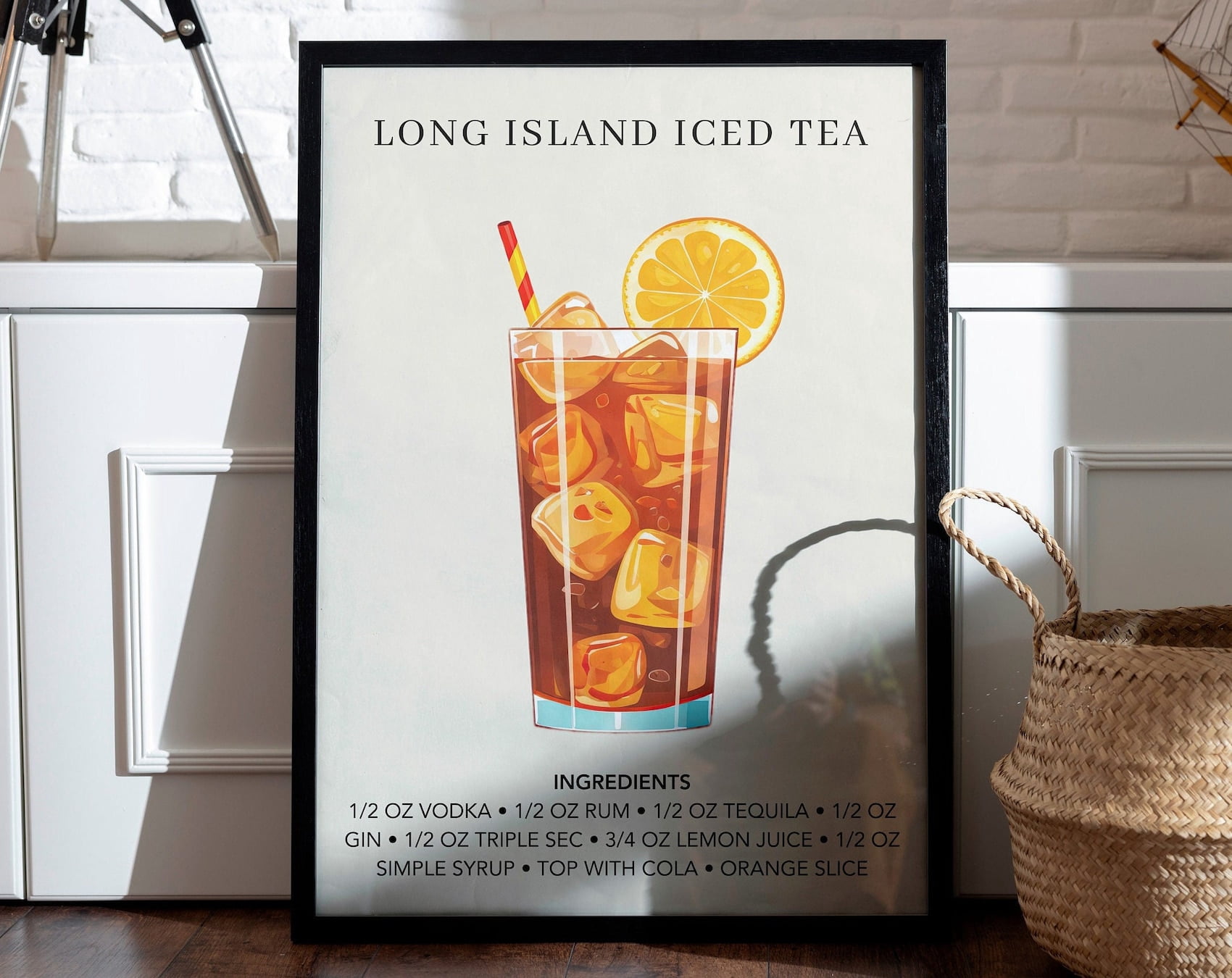 Long Island Iced Tea Art Print | Bar Cart Decor | Cocktail Art Poster ...