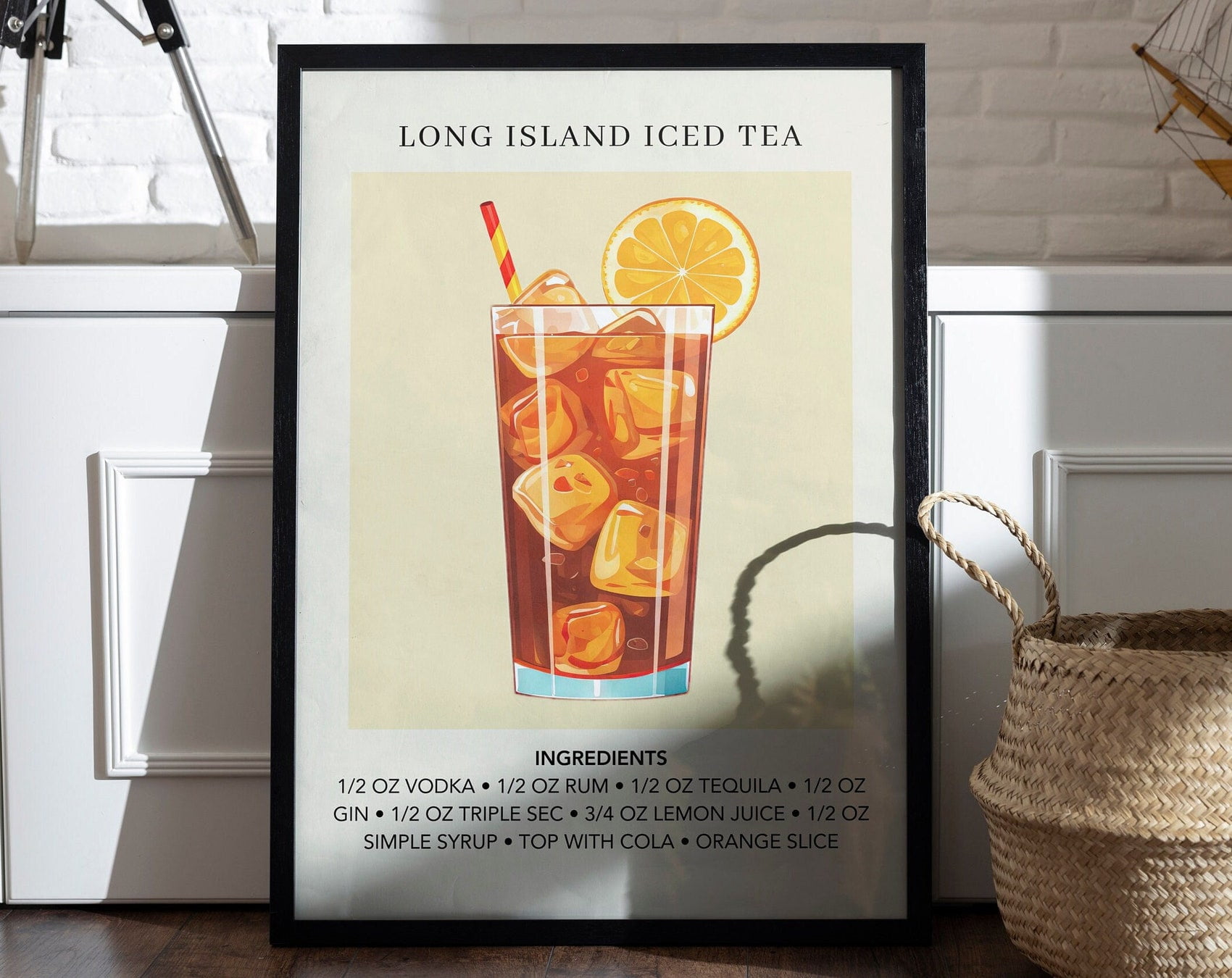 Long Island Iced Tea Art Print | Bar Cart Decor | Cocktail Art Poster ...
