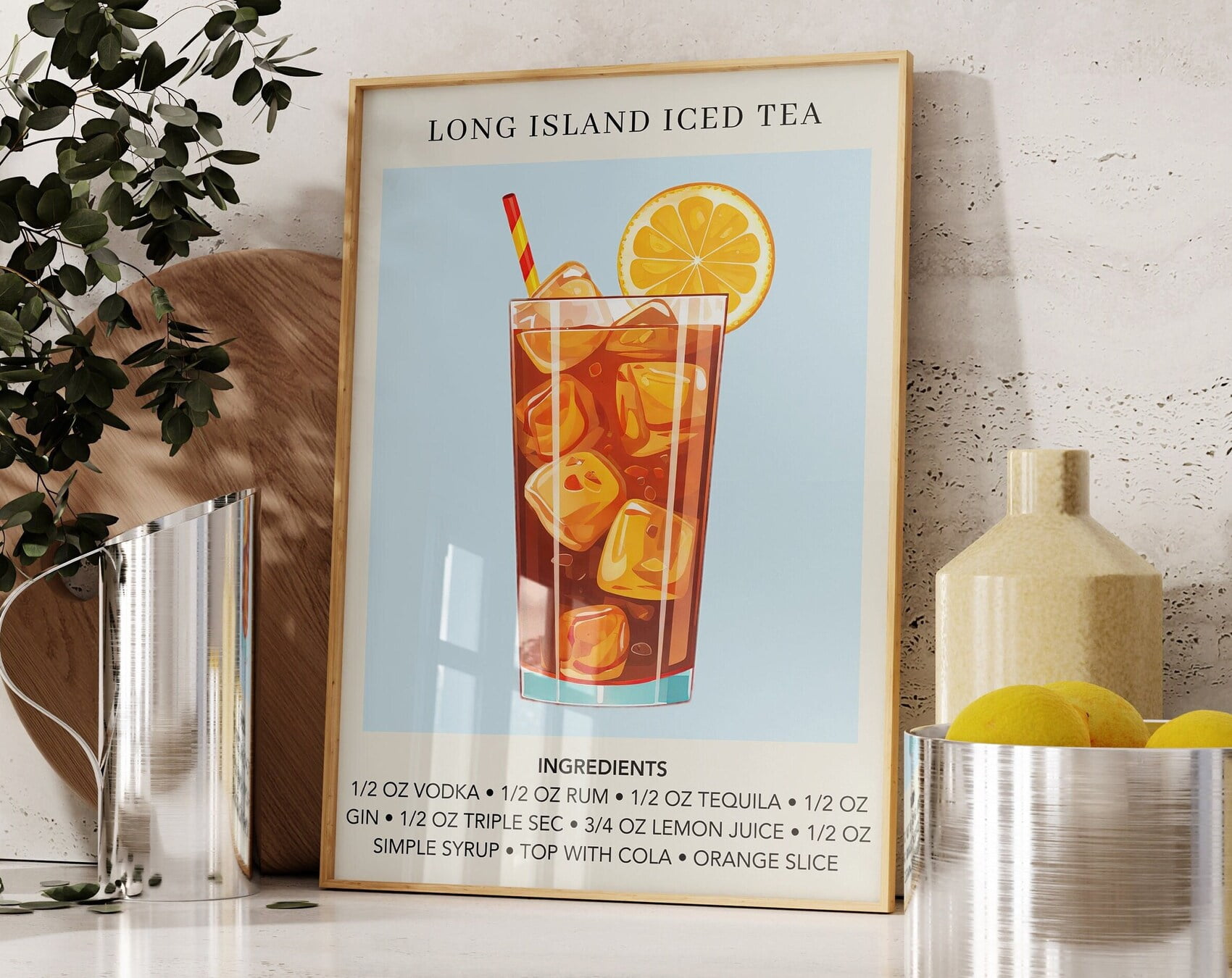 Long Island Iced Tea Art Print | Cocktail Art Poster | Mixology Gift ...