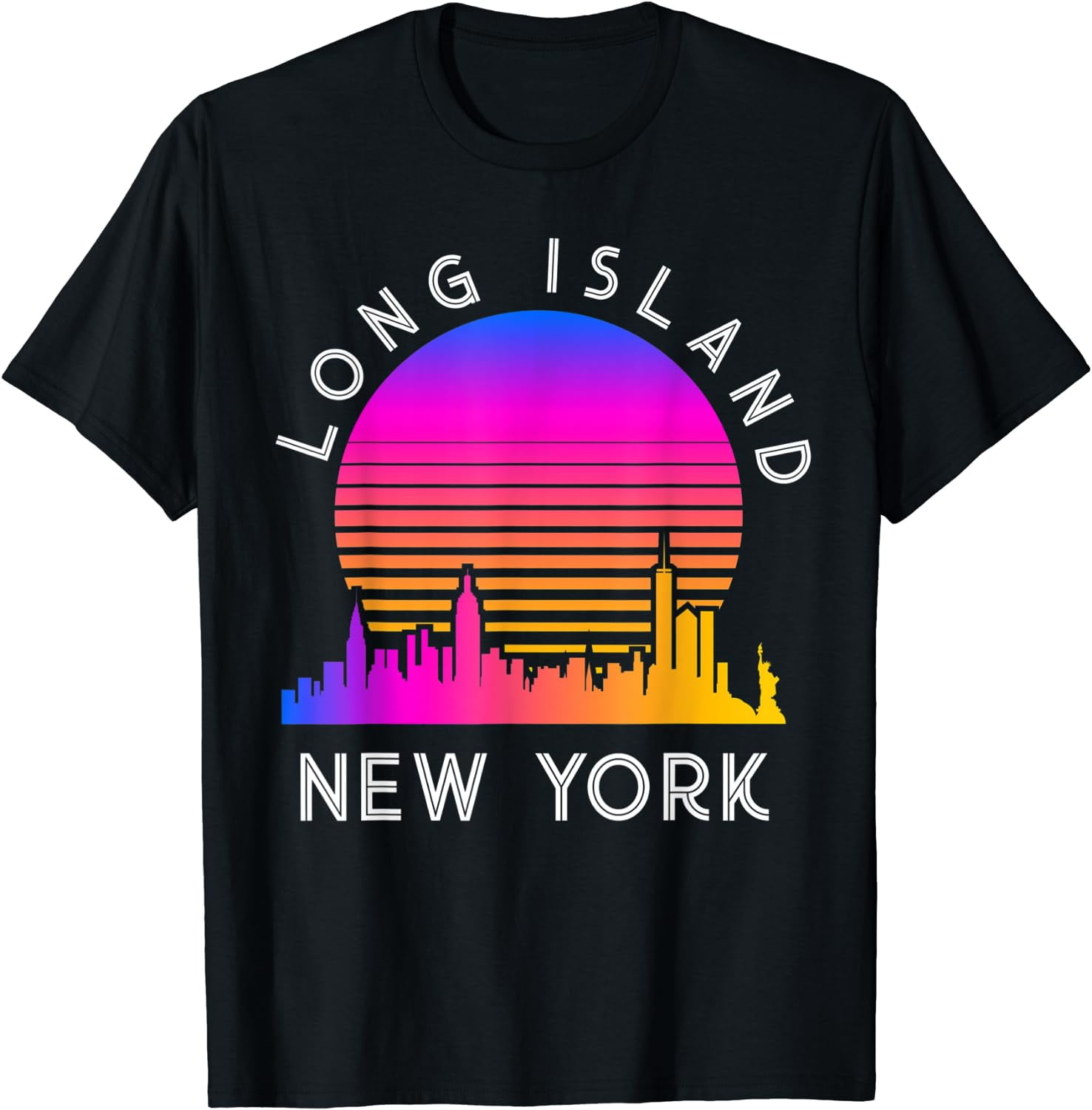 Long Island NYC Vaporwave Aesthetic Lofi Skyline Retro Synth T-Shirt - Walmart.com