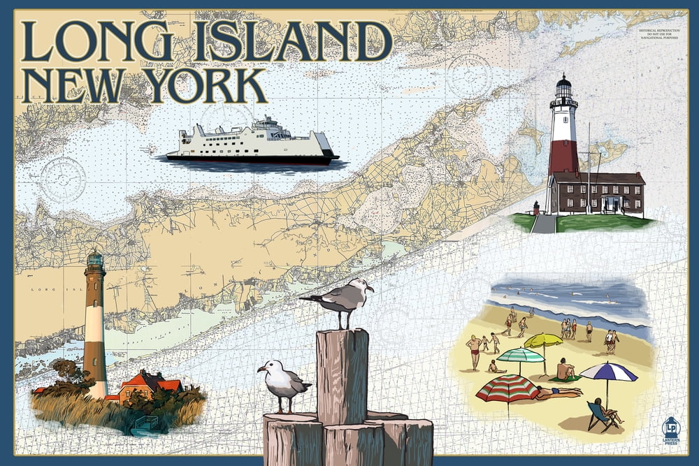 Long Island, New York, Nautical Chart (24x36 Giclee Gallery Art Print ...