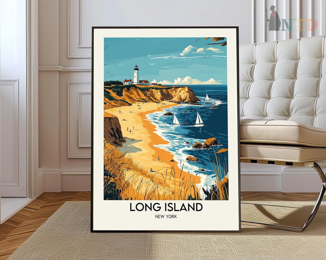 Long Island Print, Vintage Poster Print, Long Island Wall Art, Long ...