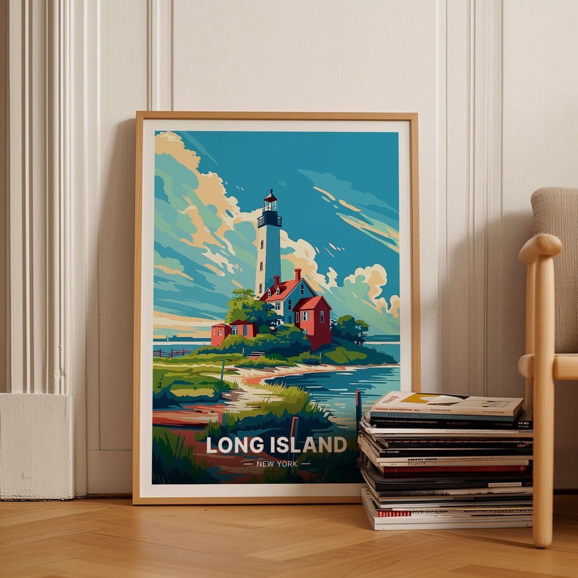 Long Island Travel Poster, New York Art, Wall Decor, Scenic Landscape ...