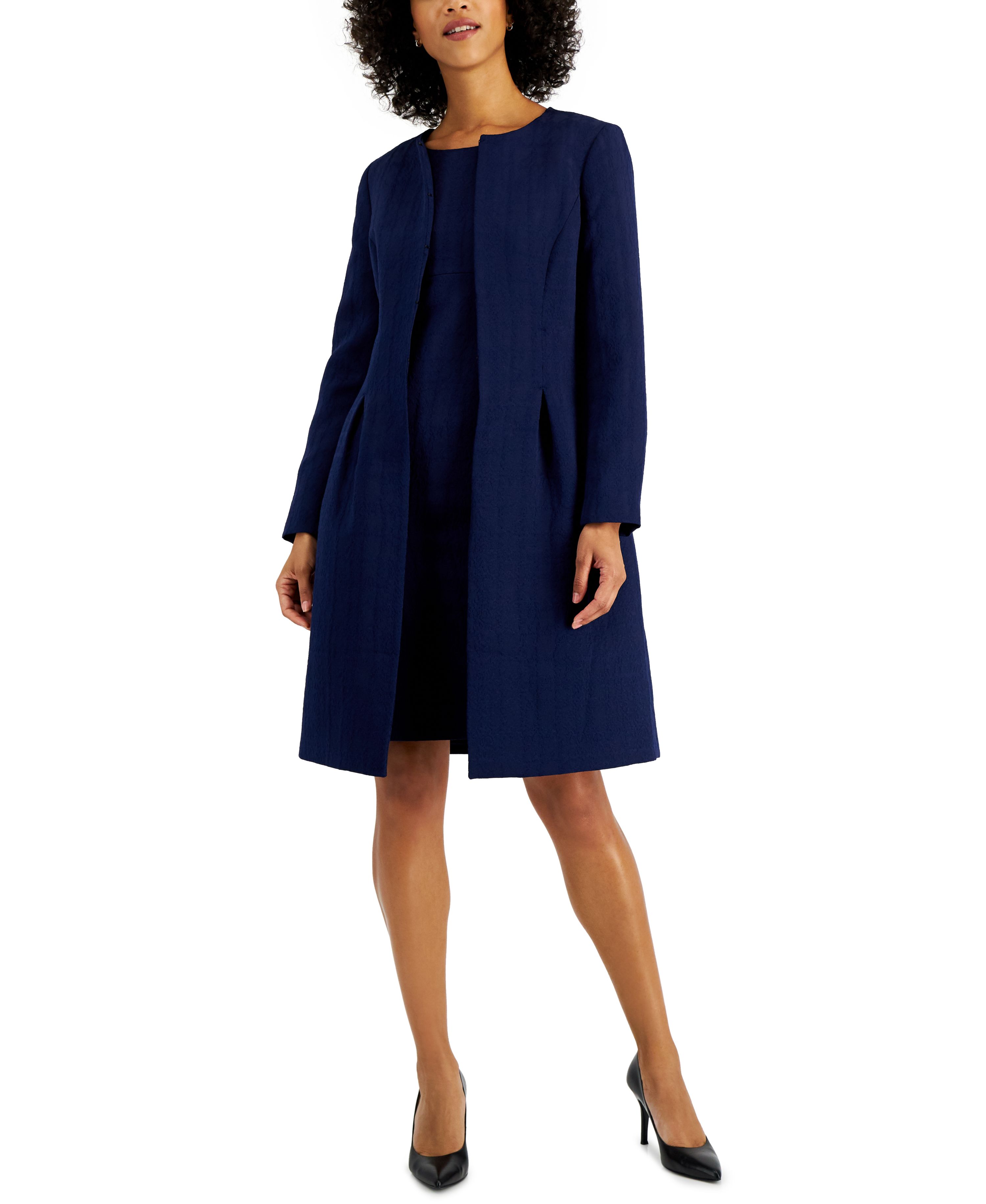 Long Jewel Neck Jacket and Sheath Dress Suit Bright Navy 10 - Walmart.com