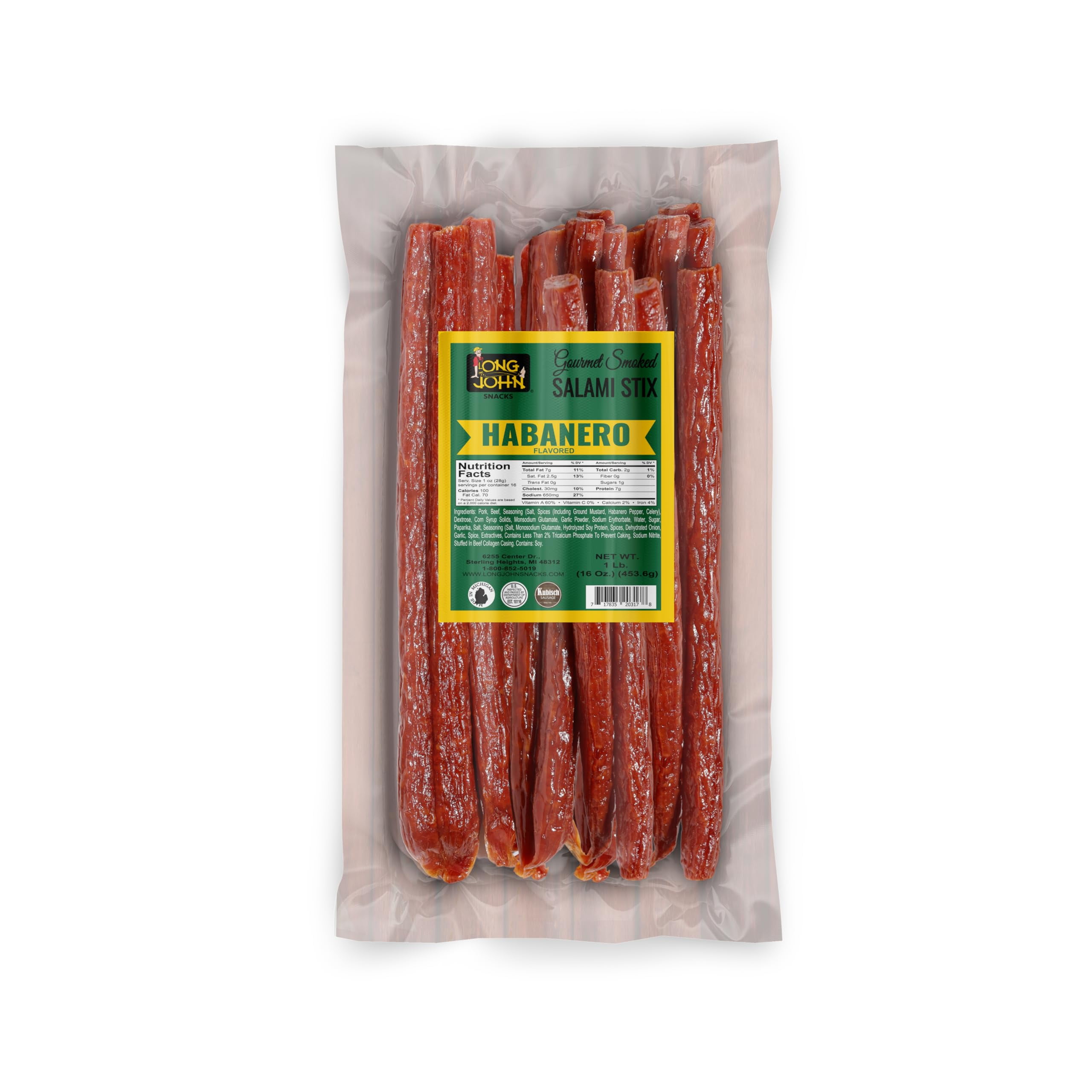 Long John Snacks Habanero MFF30 Dried Salami Stix - Made with Premium ...