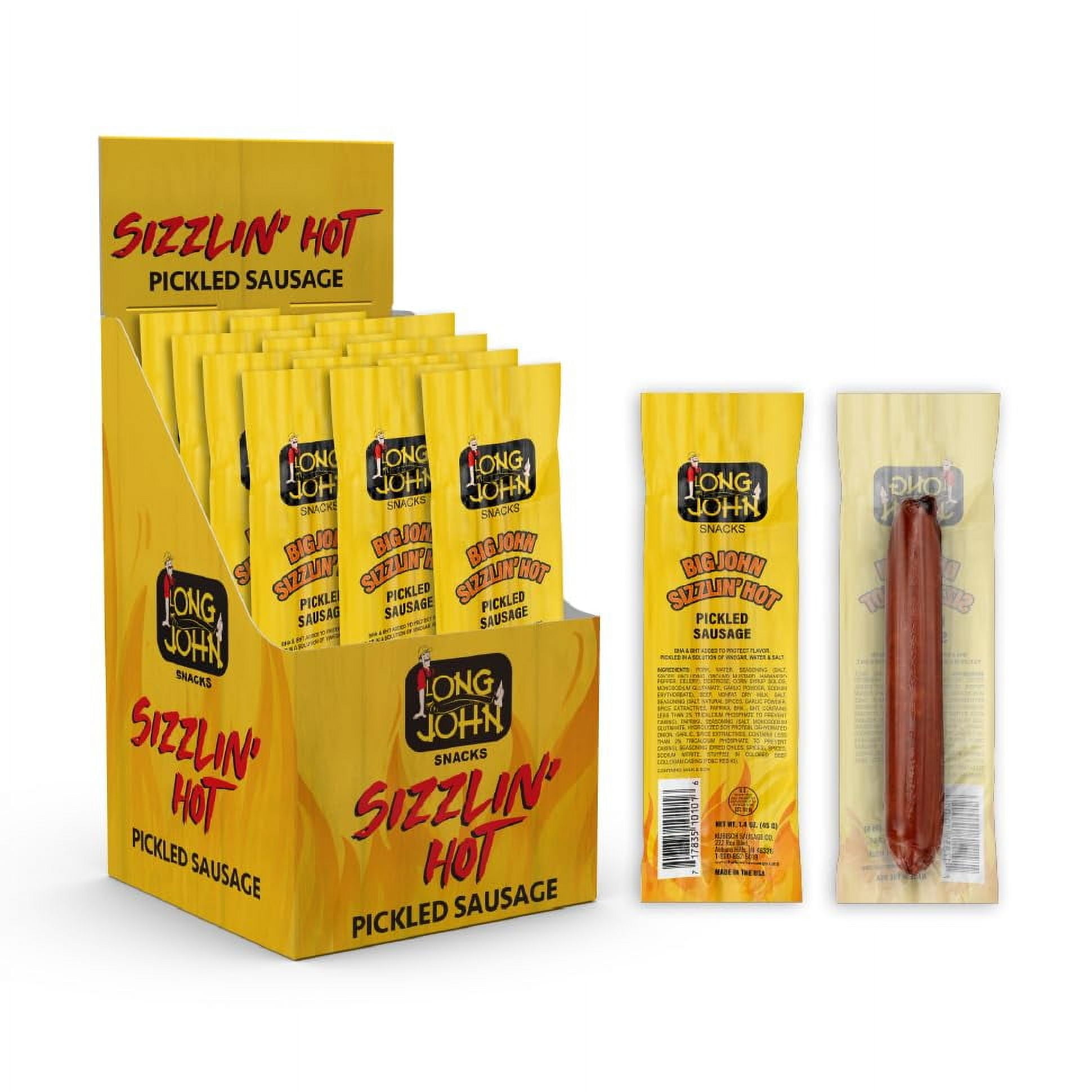 Long John Snacks Sizzlin' MZF22 Hot Pickled Sausage - Beef Smoked Links ...