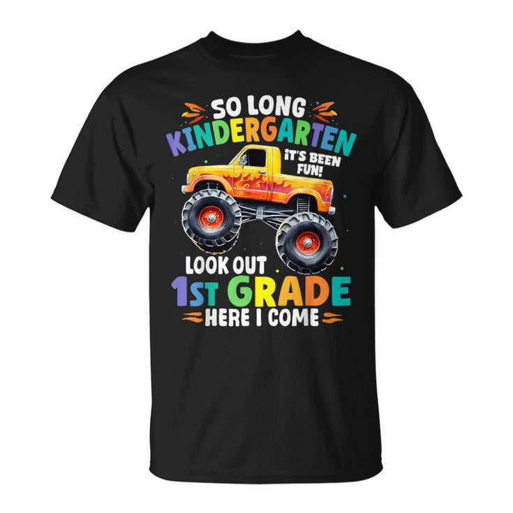 So Long Kindergarten Graduation Class 2024 Monster Truck T-Shirt – Fun ...