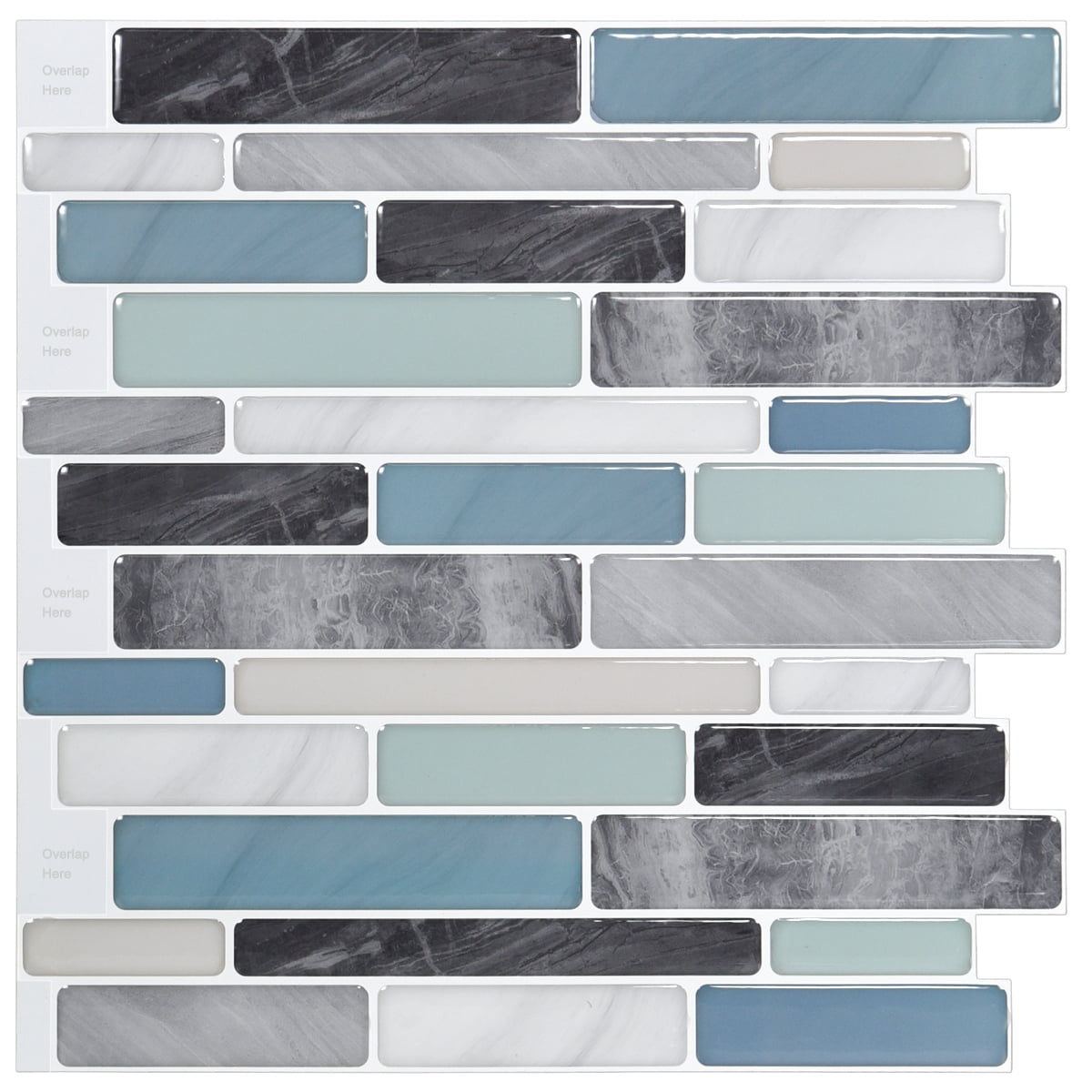 Long King Peel and Stick Backsplash Tile Blue Marble Tile 12 in. x 12 ...