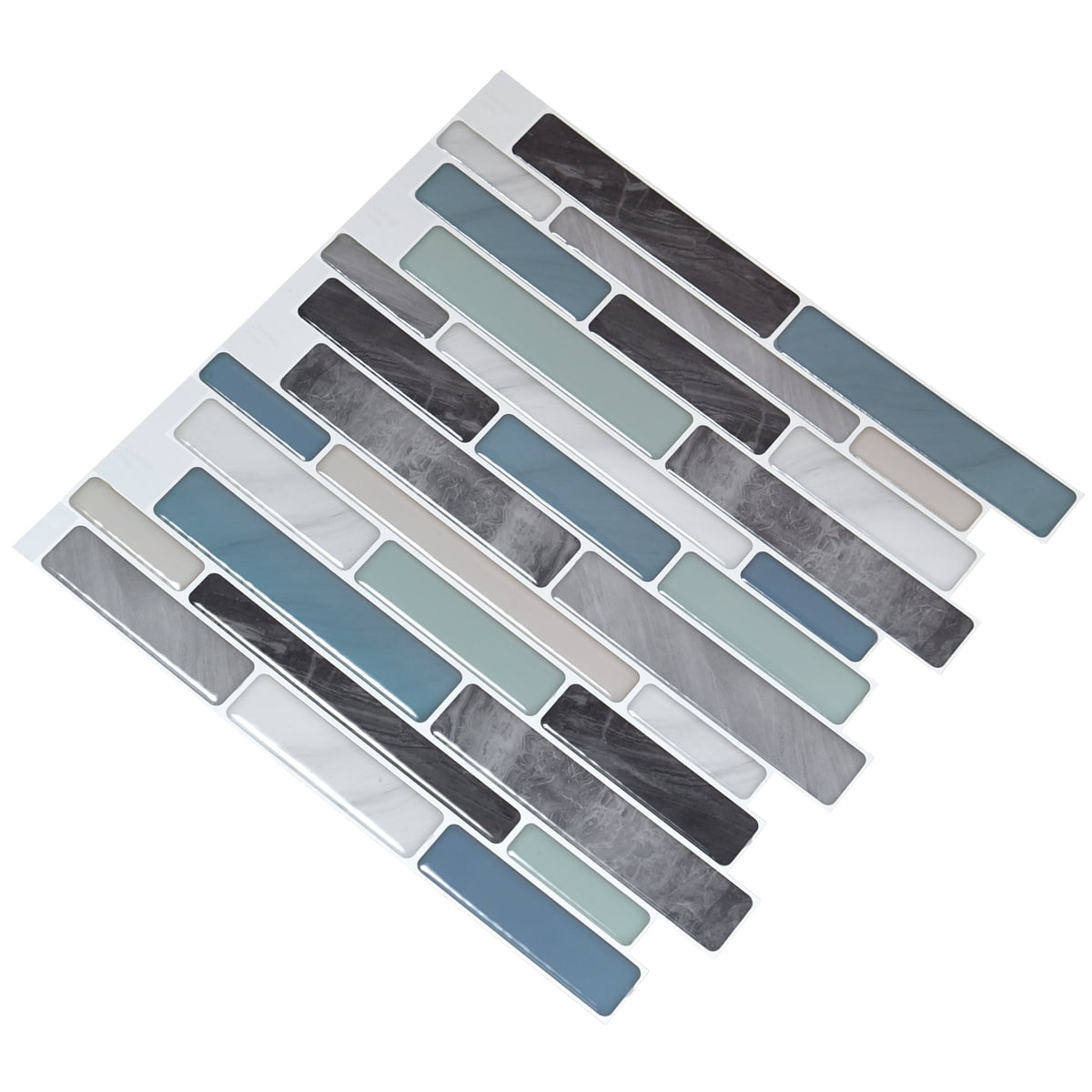 Long King Peel and Stick Backsplash Tile Blue Marble Tile 12 in. x 12 ...
