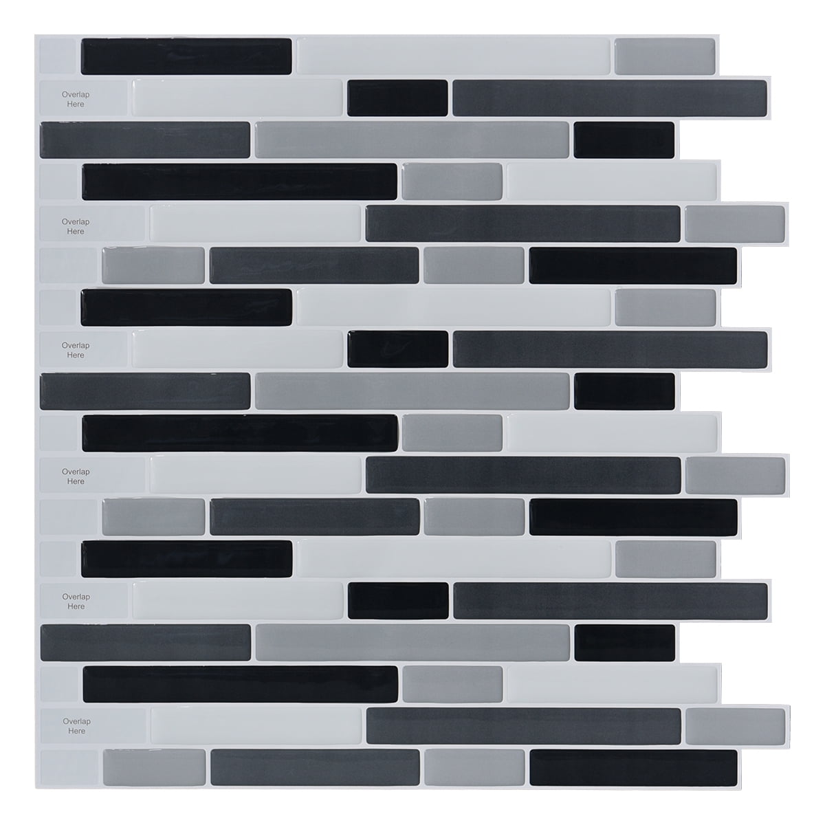 Long King Tile Gray Mix 12 in. x 12 in. Peel and Stick Wall Tile ...