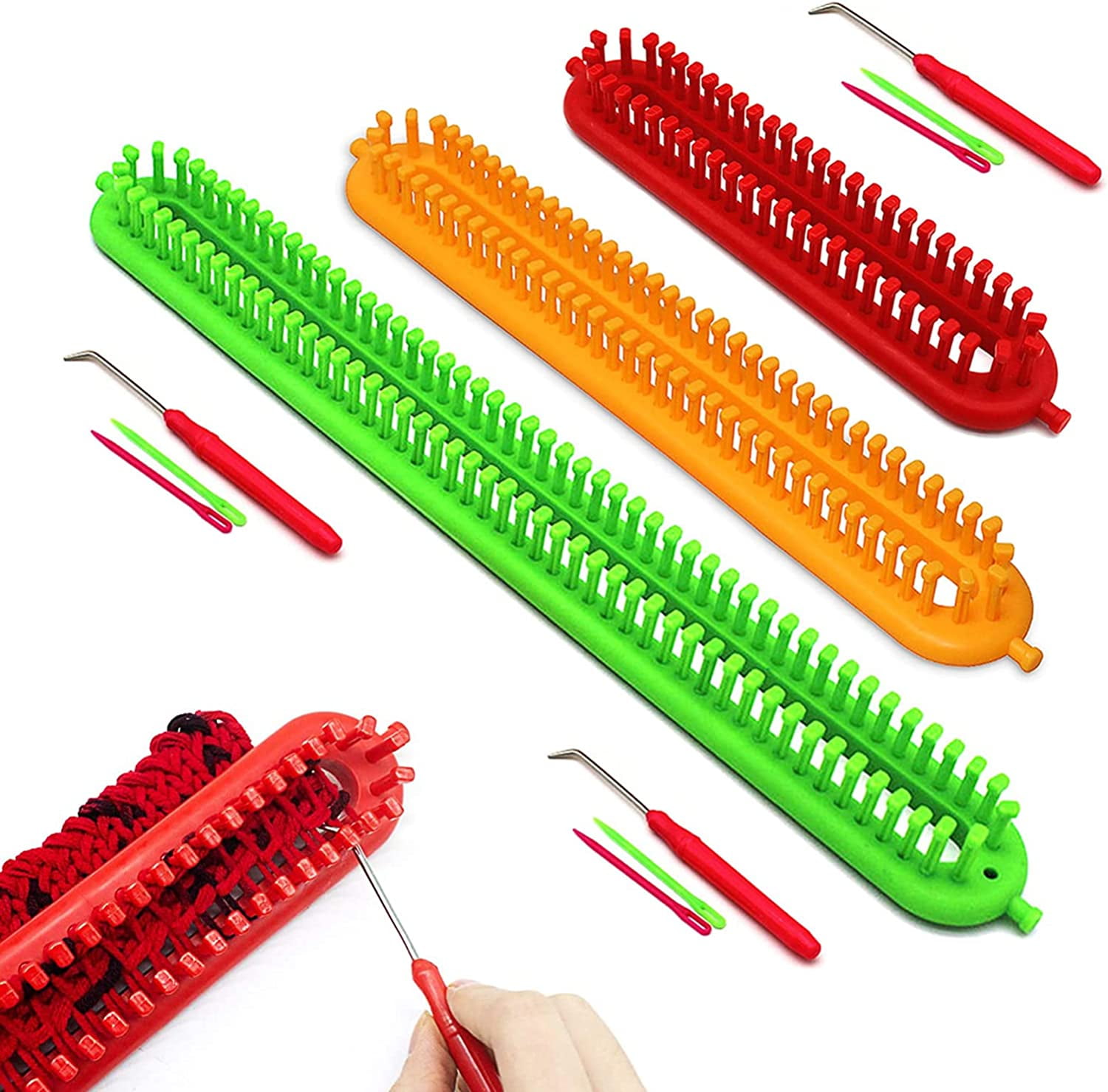Long Knitting Loom Set with Instructions-Scarf Hat Blanket Loom ...