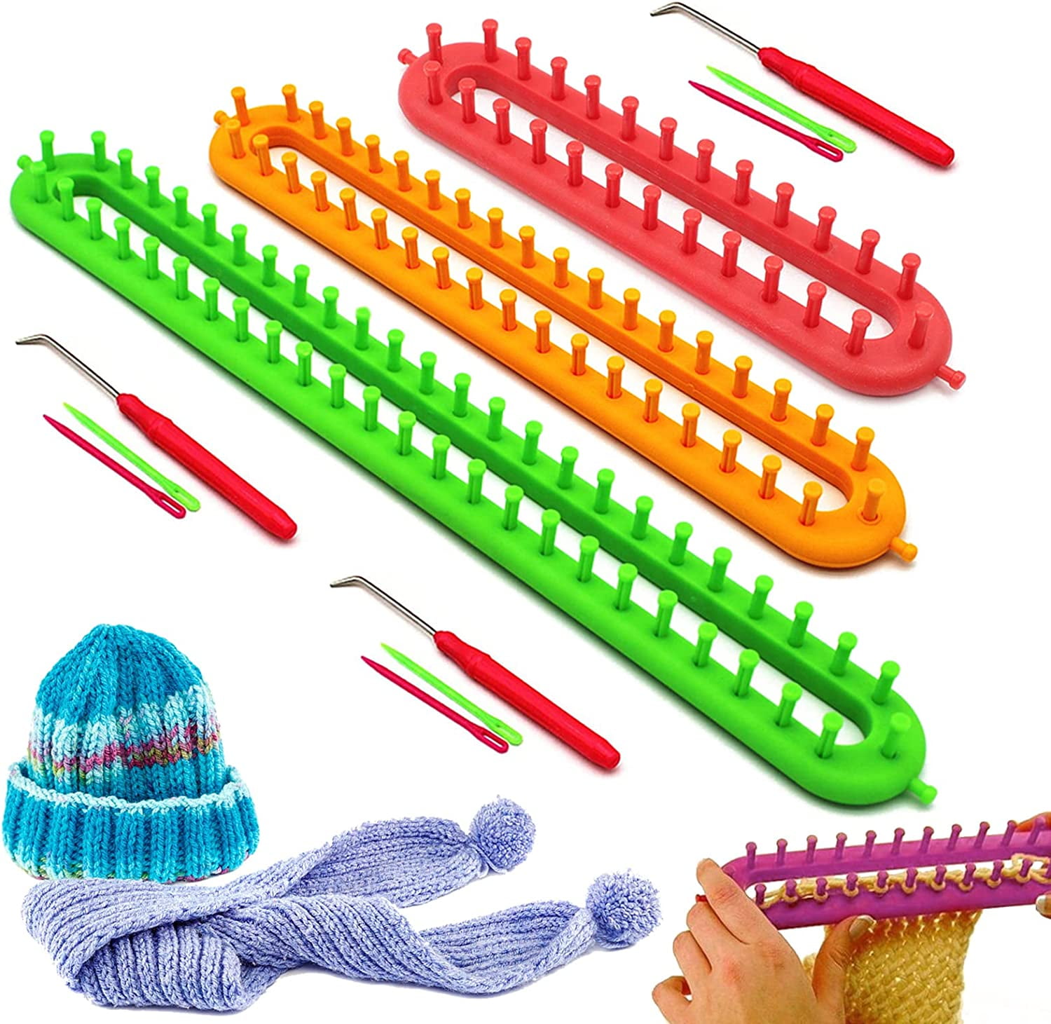 Long Knitting Loom Set with Instructions-Scarf Hat Blanket Loom ...
