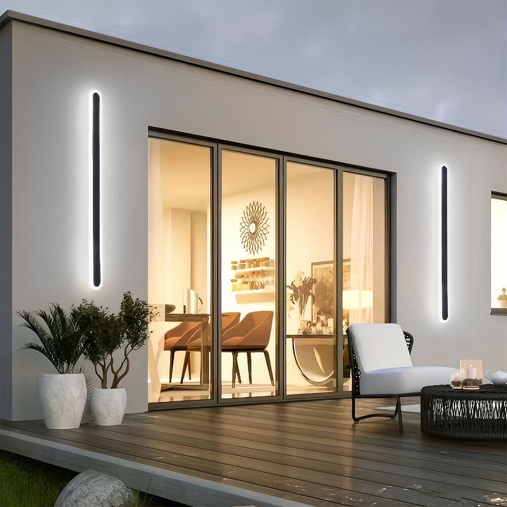 Long LED Wall Light Modern Strip Wall Light Fixture Stainless Steel ...