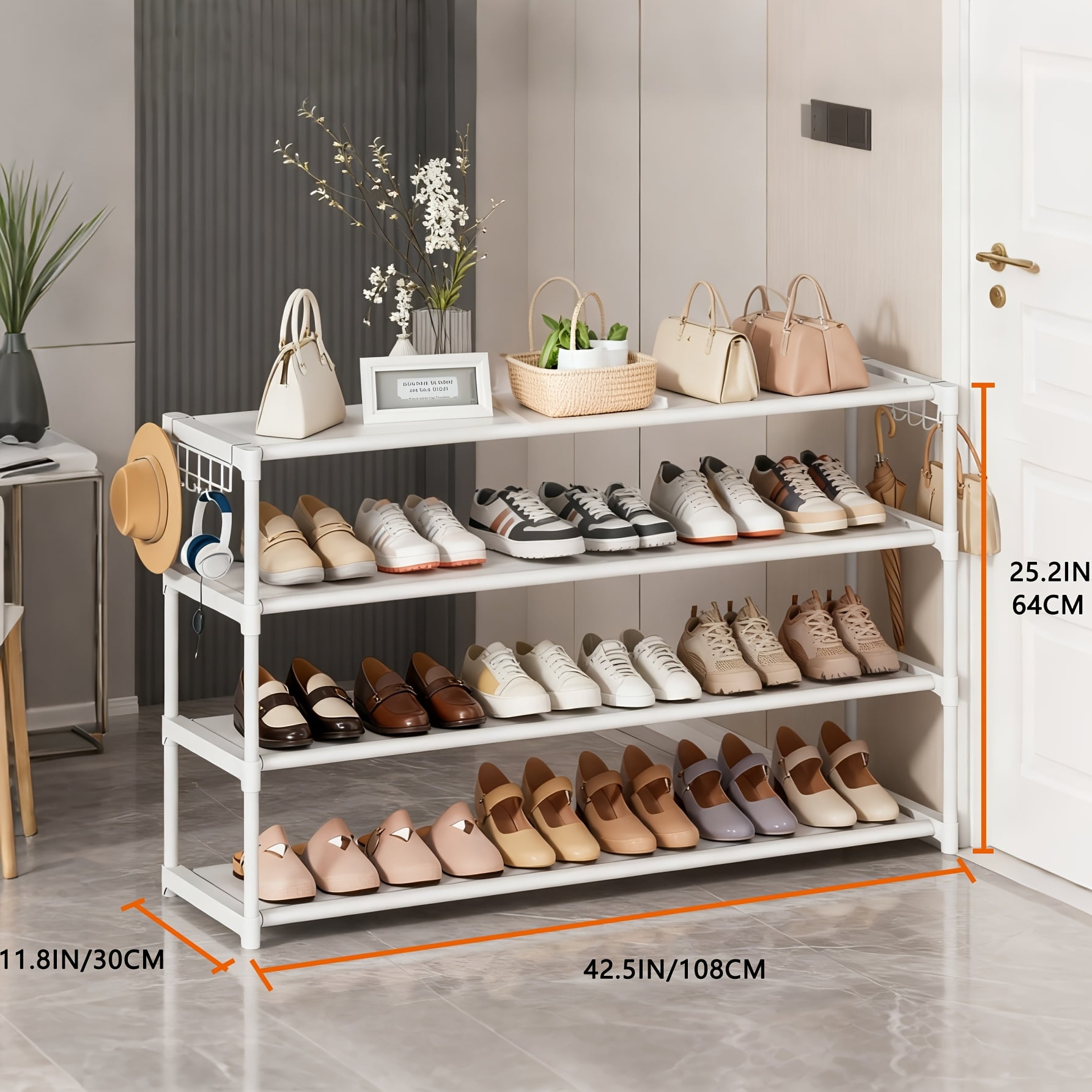 Long Large Storage Shoe Rack | Dust-Proof Metal Frame Organizer ...
