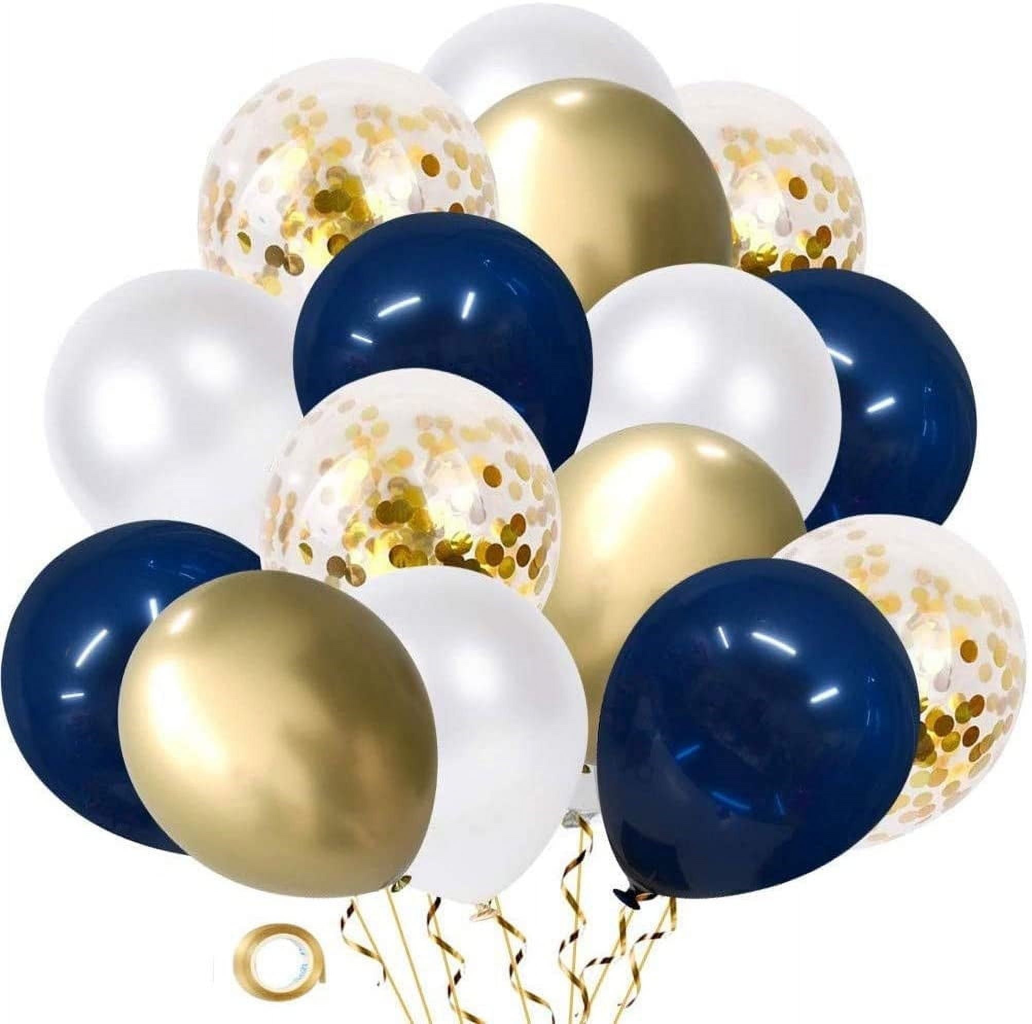 Long-Lasting Helium Balloons, Blue Gold Confetti Non-Toxic Latex ...