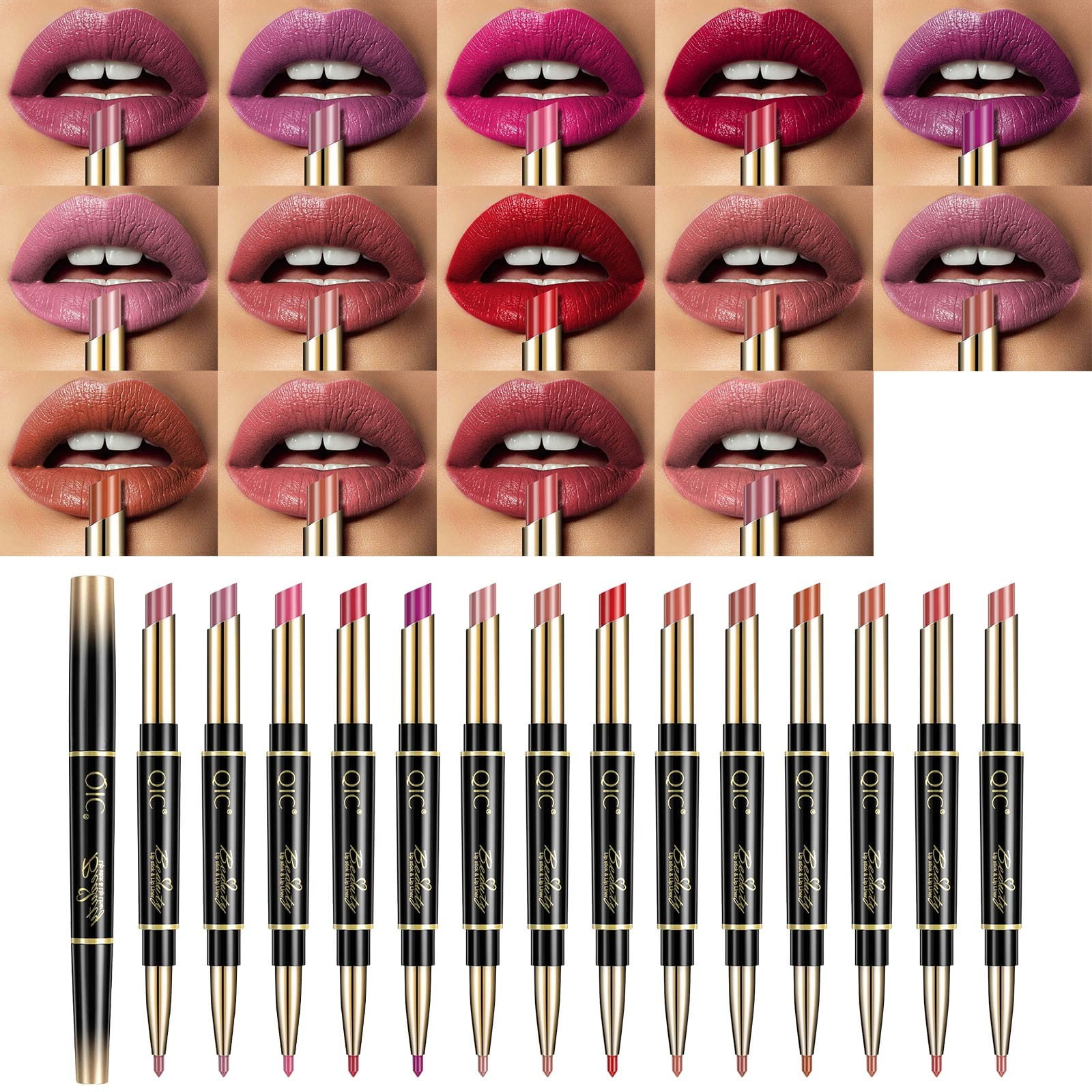 Long-Lasting Lip Pencil, Dual-Tip Design, Water-Resistant, Sleek Black ...