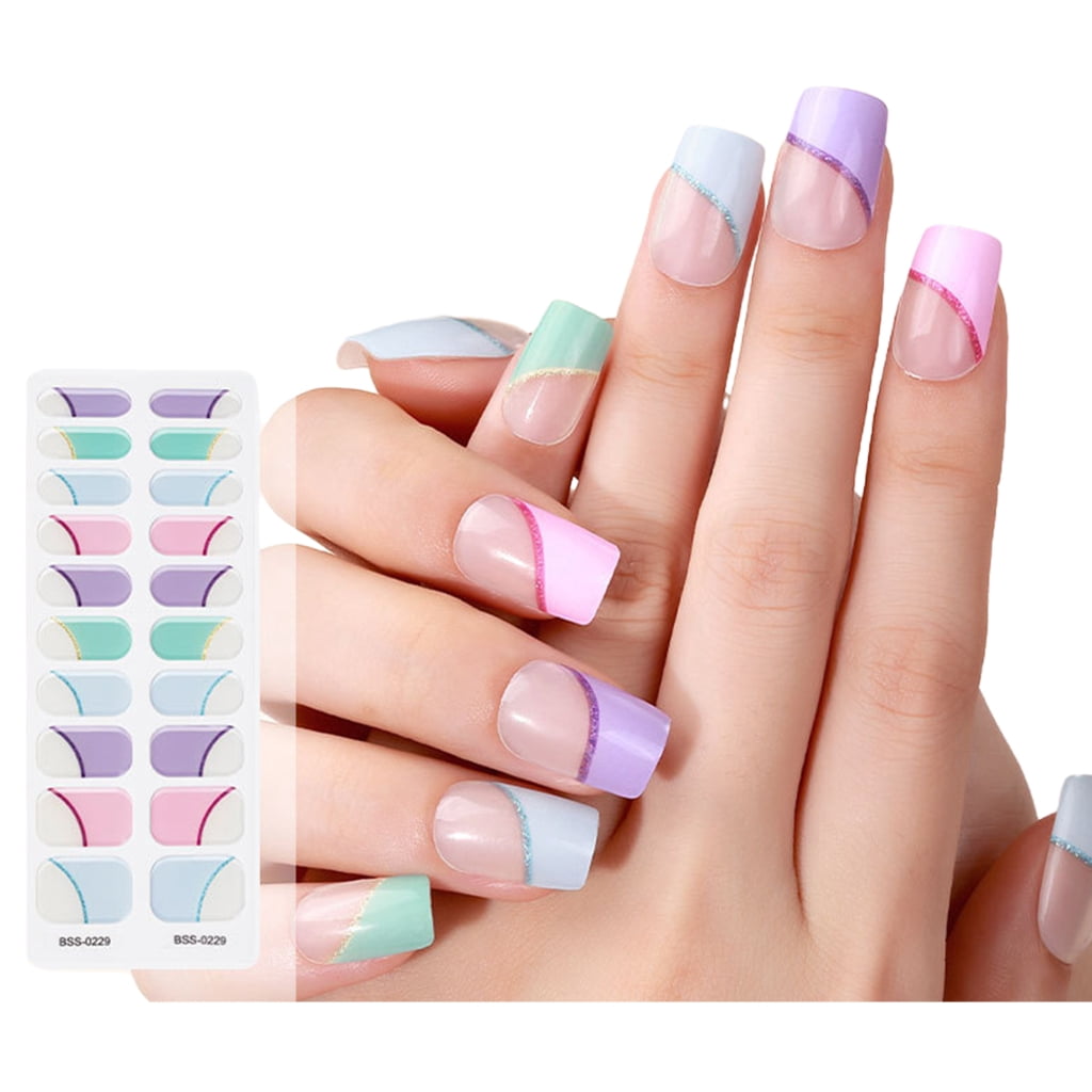 Long Lasting Semi Cured Nail Stickers with Soft Glossy Gel Finish for ...