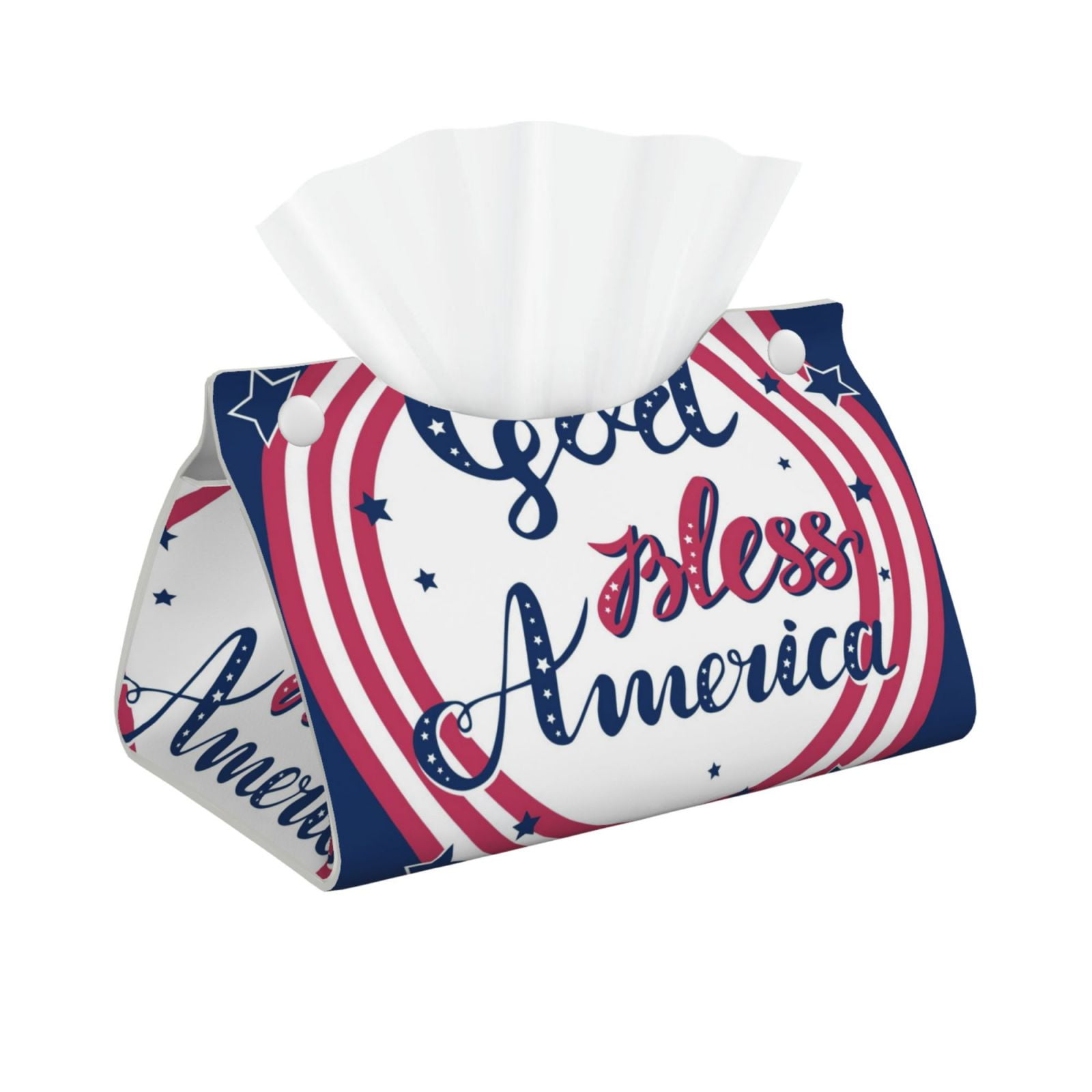 Long Leather Tissue Box Cover - God Bless America Patriotic Star ...