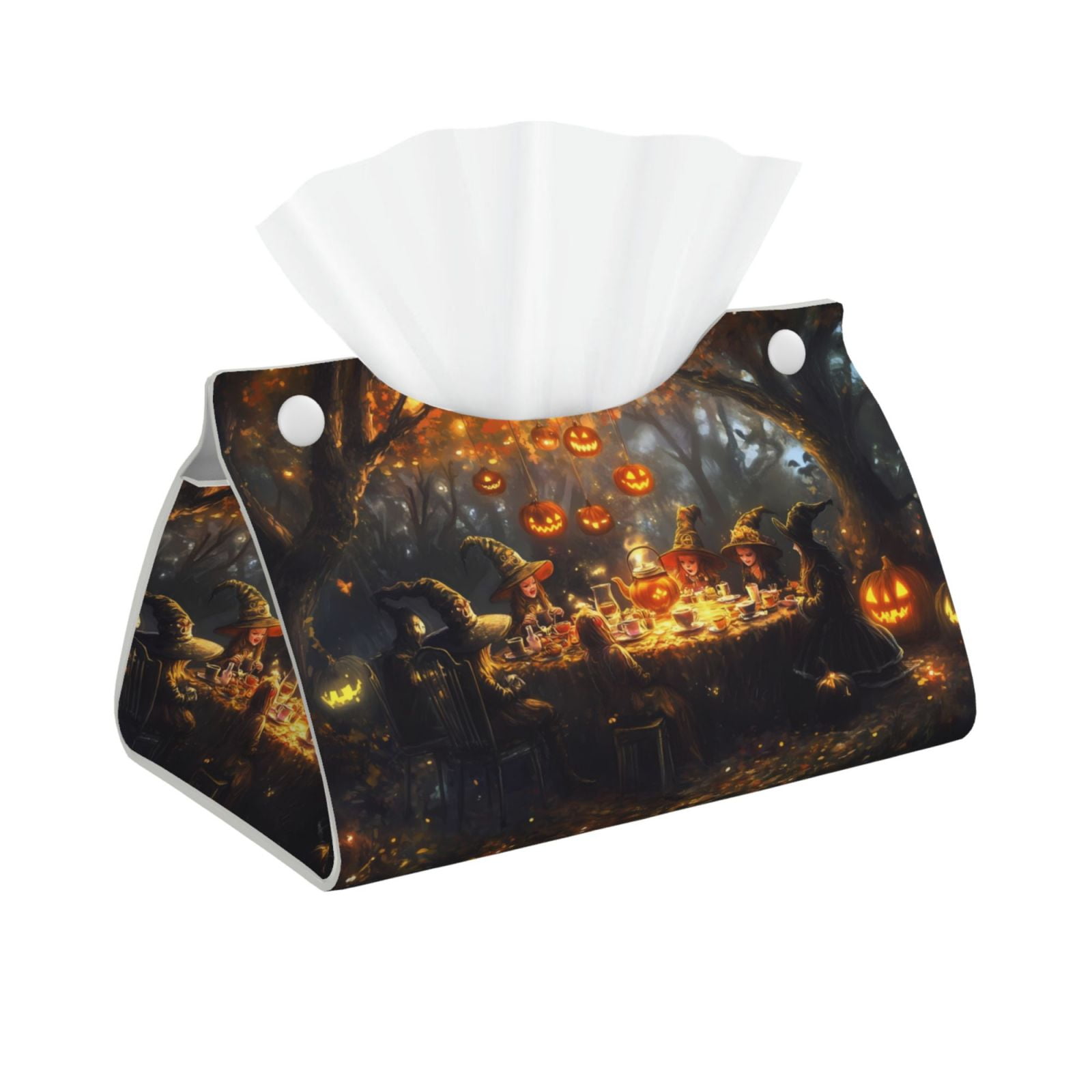 Long Leather Tissue Box Cover - Halloween Witch Pumpkin Party A ...