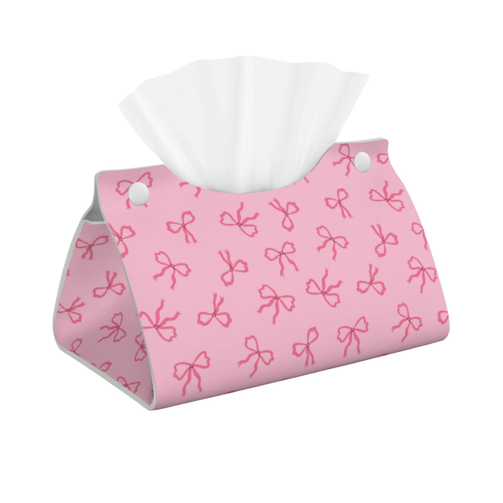 Long Leather Tissue Box Cover - Pink Bows Foldable Modern Tissue Box ...