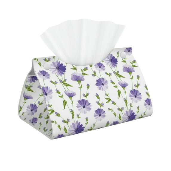 Long Leather Tissue Box Cover - Tissue Box Holder Decorative, Purple ...