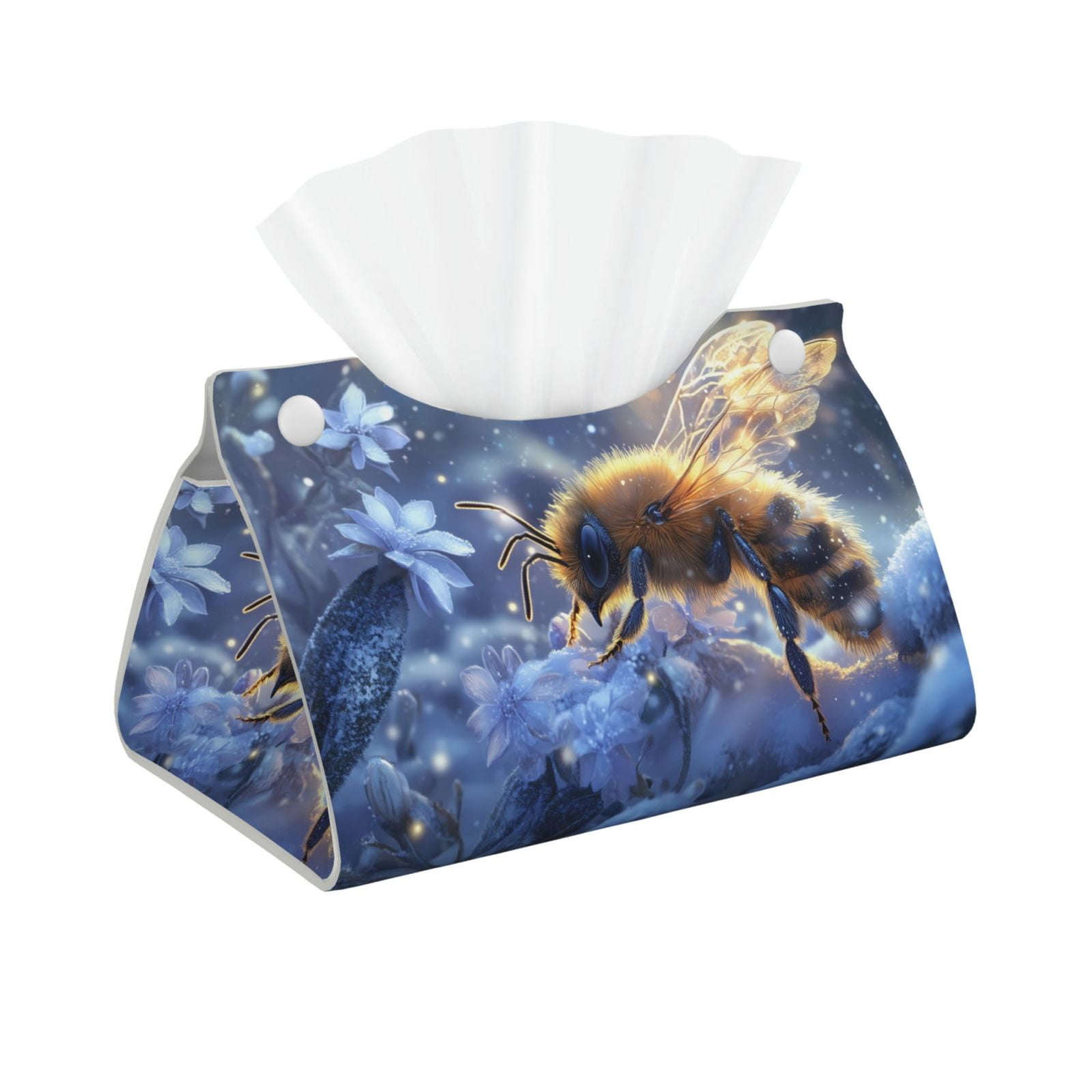 Long Leather Tissue Box Cover - Winter snowy cute bee Foldable Modern ...