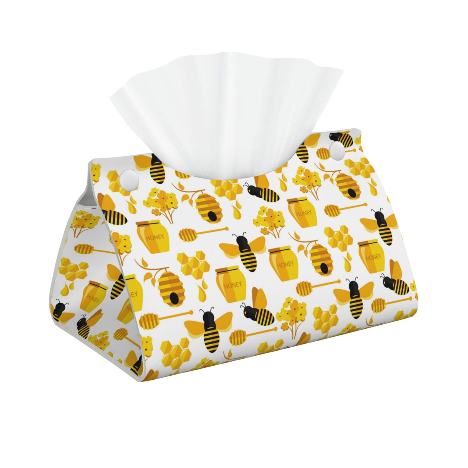 Long Leather Tissue Box Cover - yellow bee honey cute Foldable Modern ...