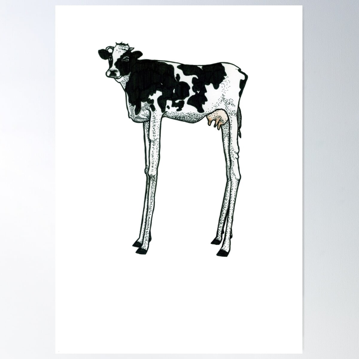 Long Legged Cow Poster Wall Art, Modern Wall Decor For Living Room ...