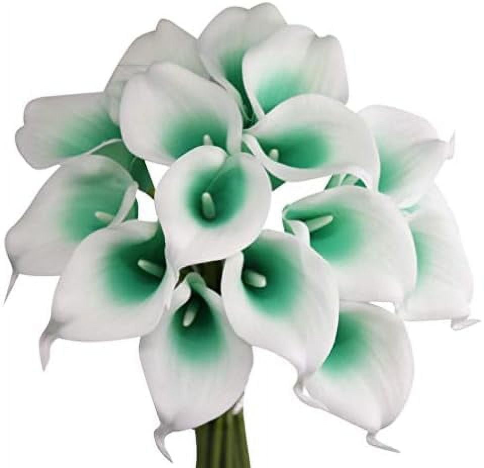 Long Lifelike Real Touch Calla Lily Bouquet Bundle Picasso Bright Mint ...