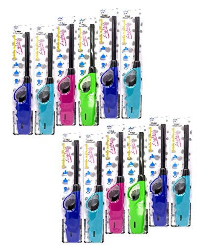 Long Lighters Bulk Pack, Multi Use Butane Refillable Fire Lighters, Ideal for Fireplace Candle ...