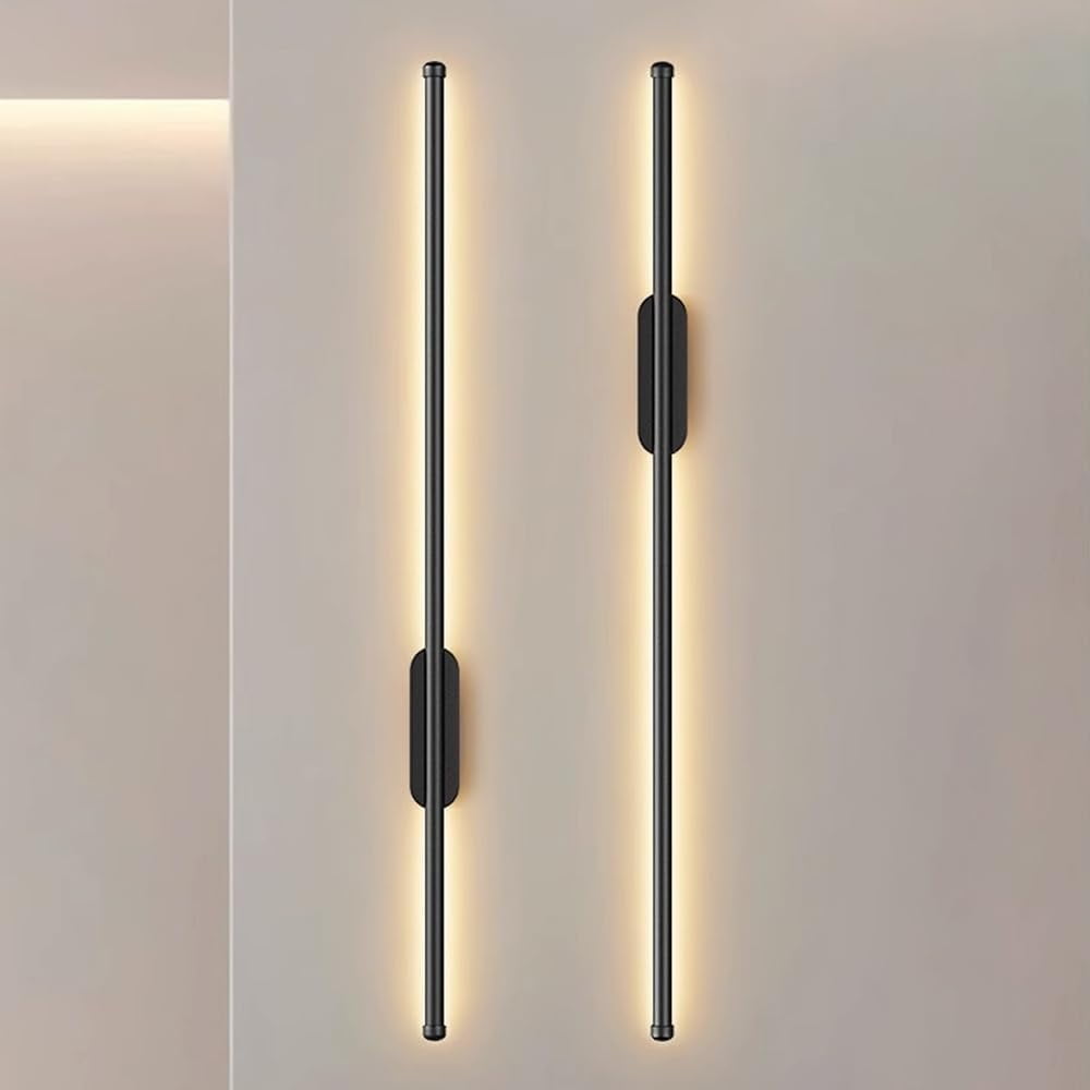 Long Linear LED Wall Sconce Black Aluminum Wall Lamp Natural Light ...